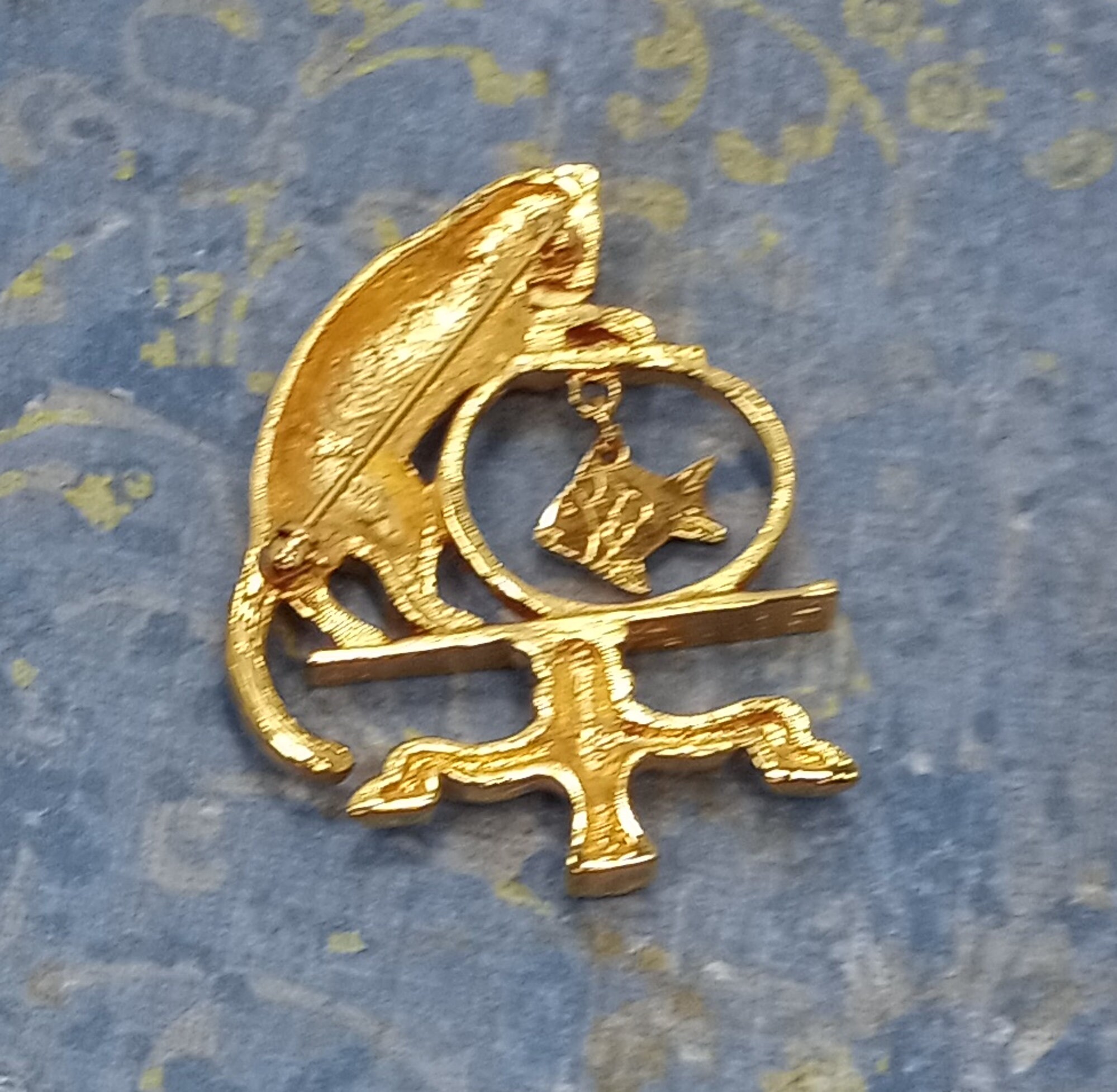 Vintage AVON des années 90 chat pêche dans un bocal articulé poisson ...