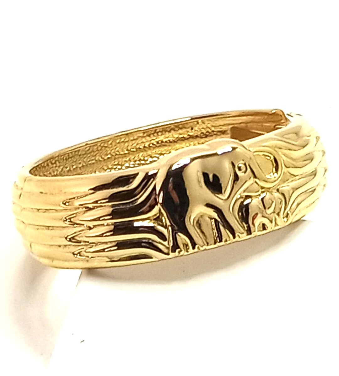 Vintage Gold Tone Elephant Hinged Clamp Bracelet - Etsy
