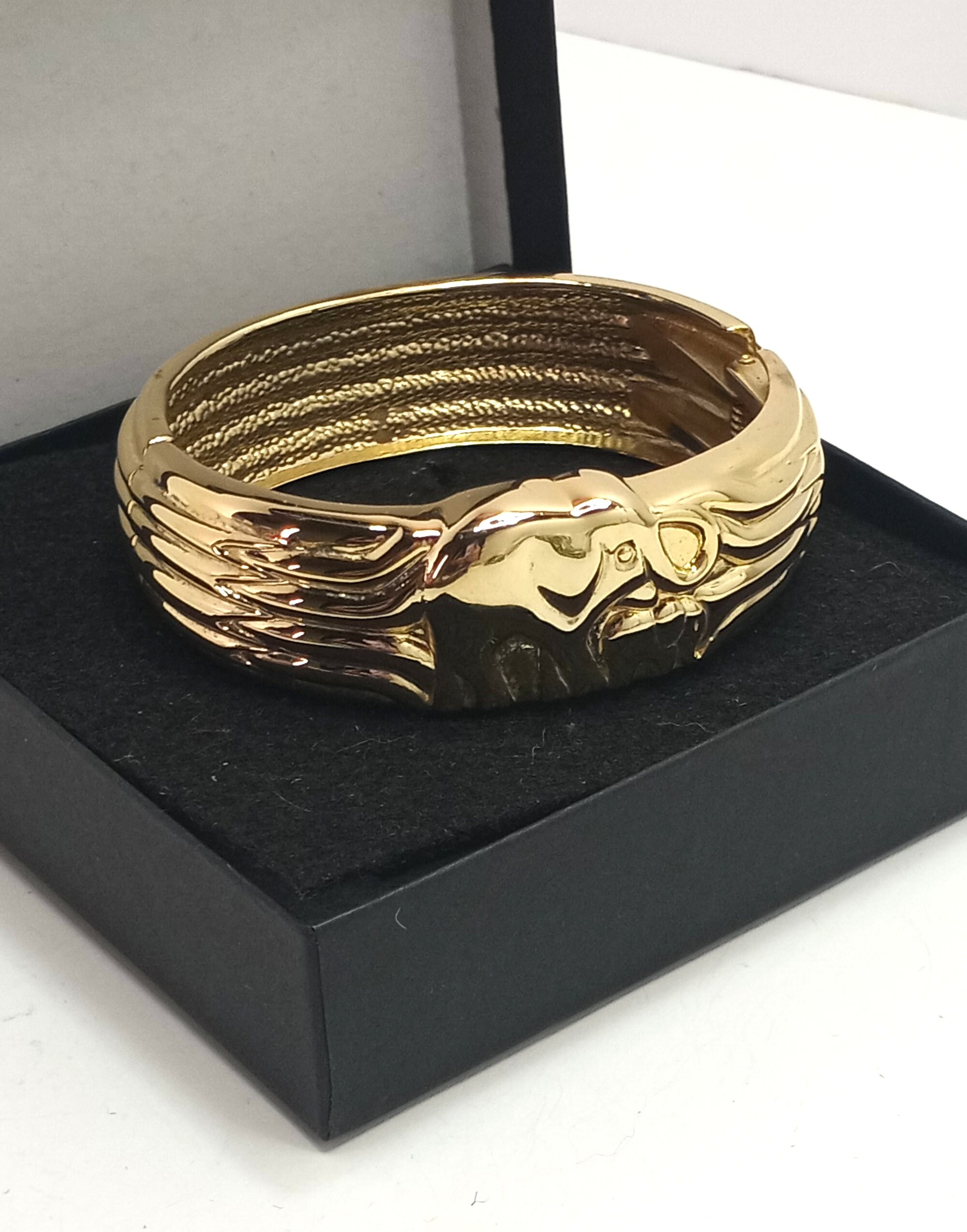 Vintage Gold Tone Elephant Hinged Clamp Bracelet - Etsy