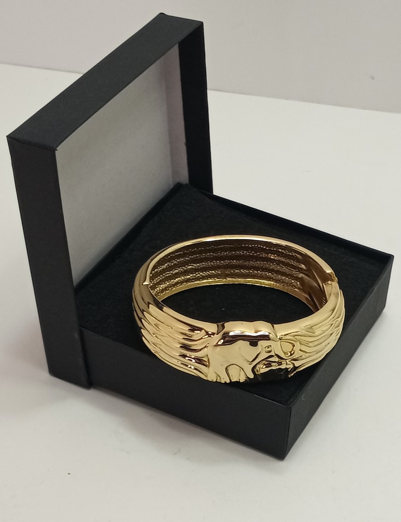 Vintage Gold Tone Elephant Hinged Clamp Bracelet - Etsy