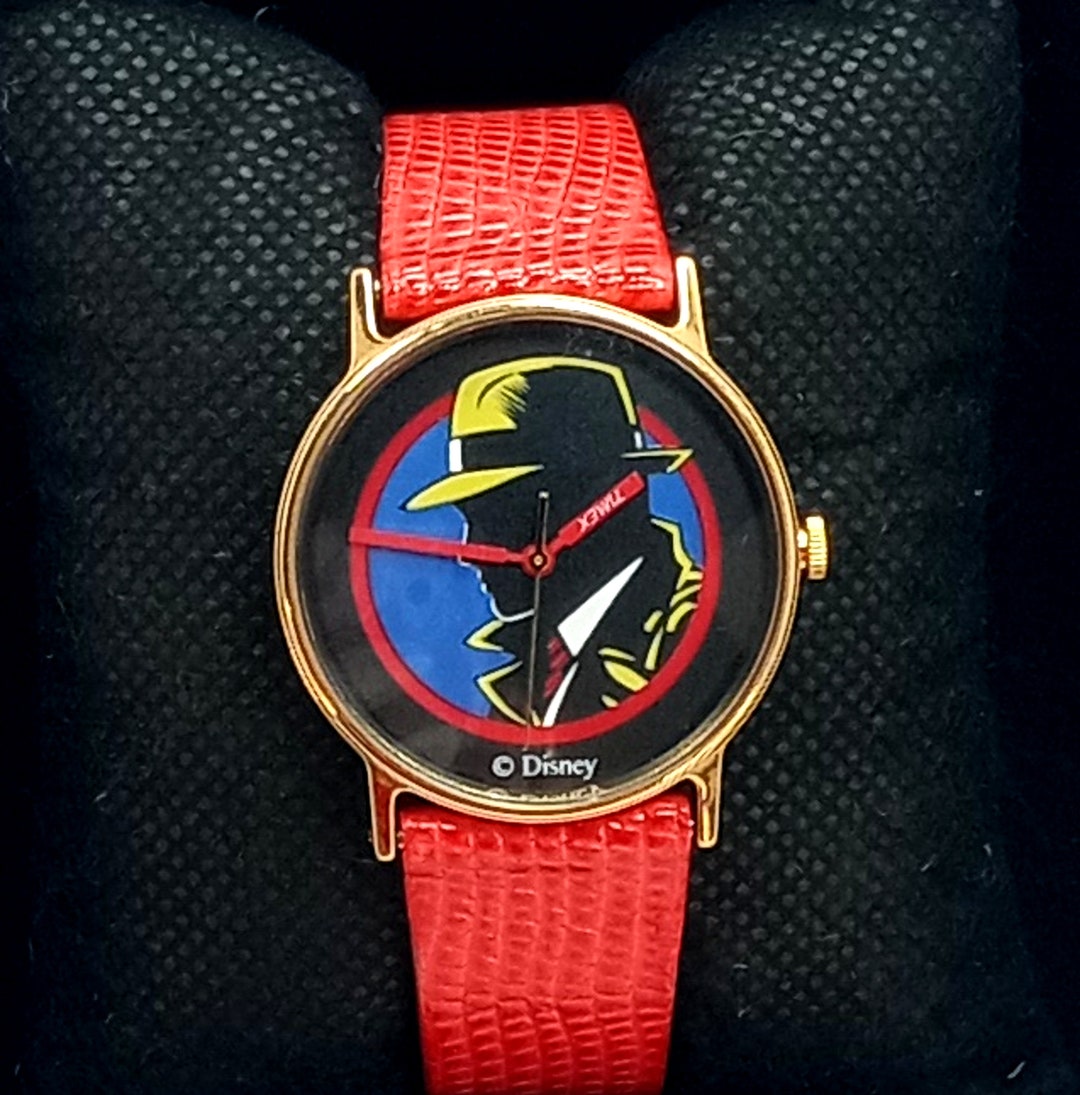 Vintage TIMEX 90's Disney's Dick Tracy Red Band Gold Tone Works! - Etsy UK