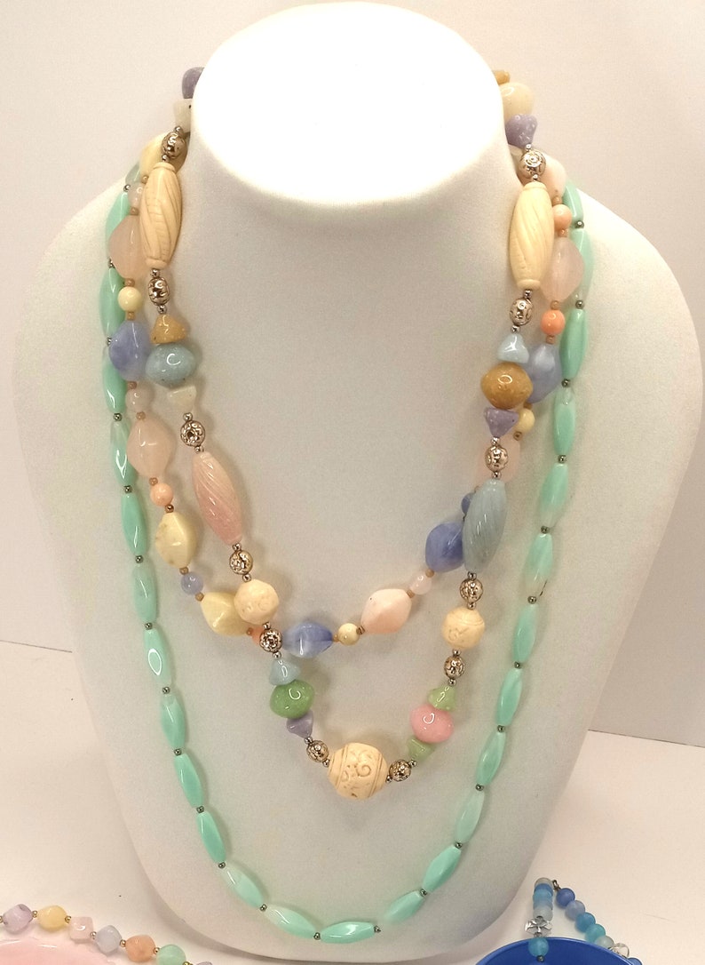 Vintage 80s Pastel Jewelry Collection: Lucite Necklaces, Bracelets ...
