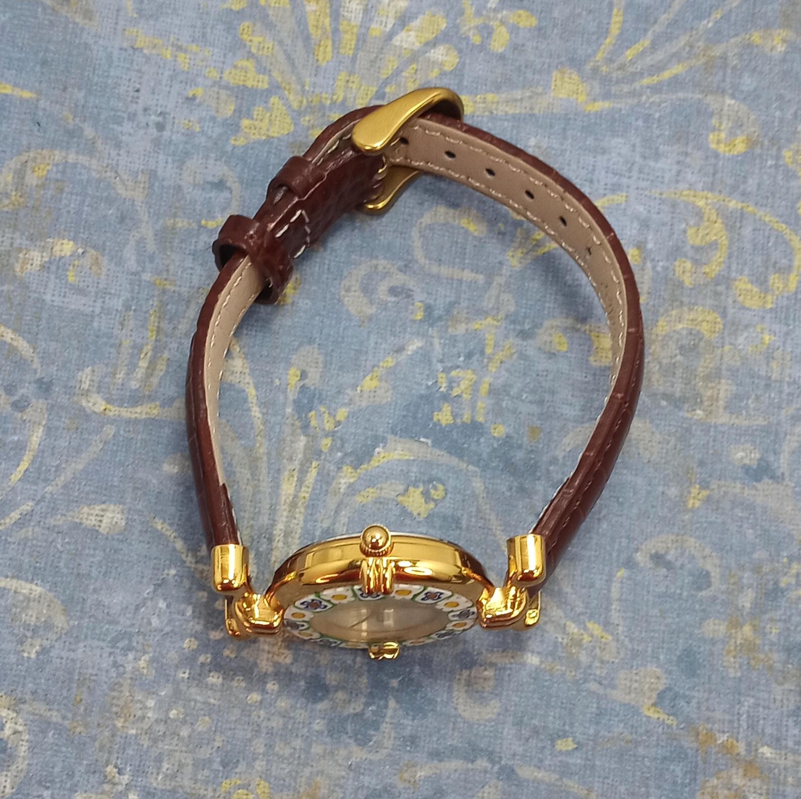 LADY VENICE Ildoge Millefiori Glass Flower Face Women's Gold Tone ...