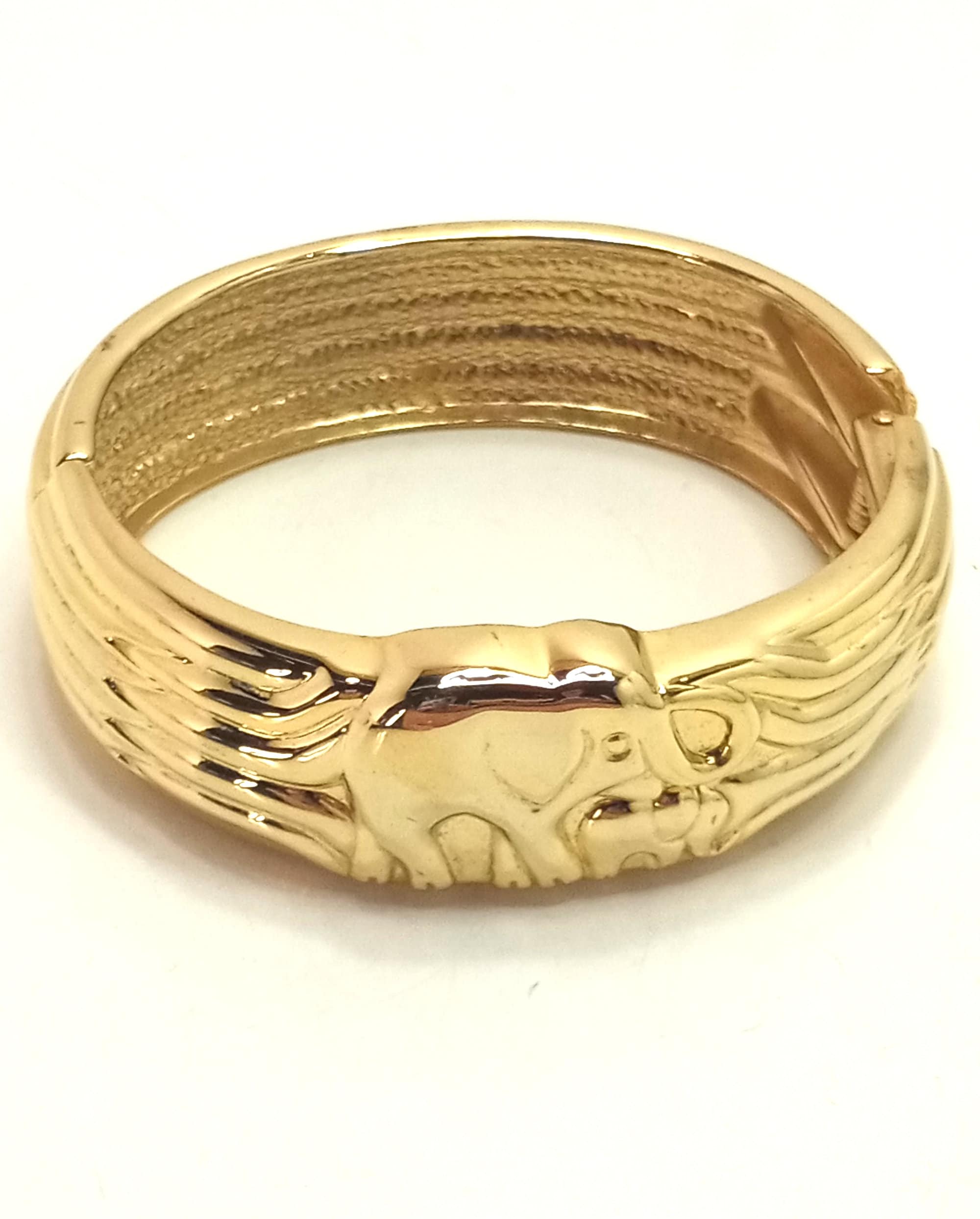 Vintage Gold Tone Elephant Hinged Clamp Bracelet - Etsy