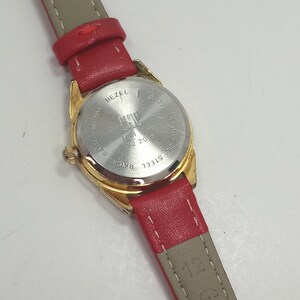 Vintage CHIC Quartz Gold Tone Moon Phase Wrist Watch New Red Leather ...