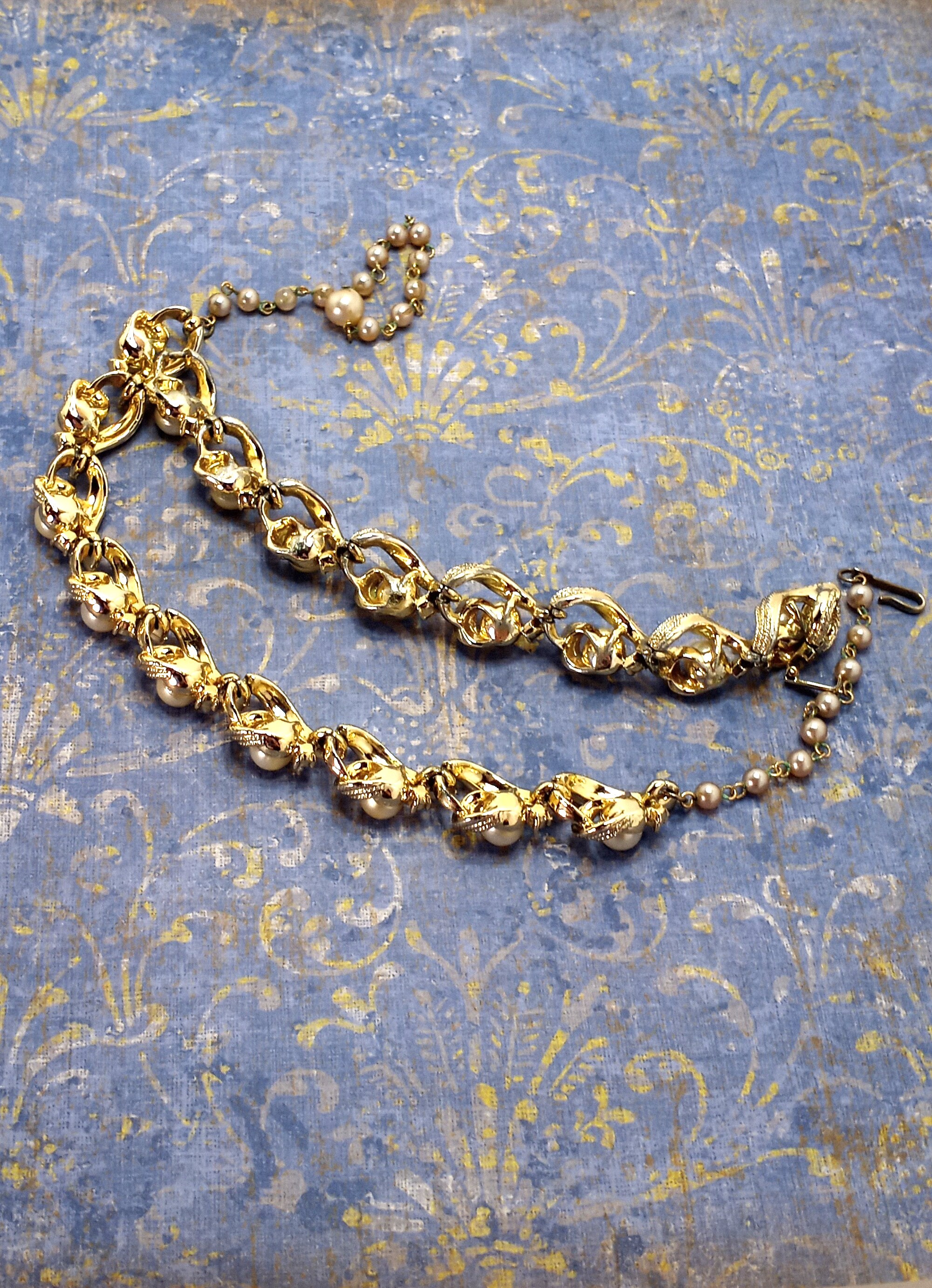 Vintage Signed Lisner Gold Tone Faux Pearl Rhinestone Choker and Bracelet Demi Parure Set - Etsy