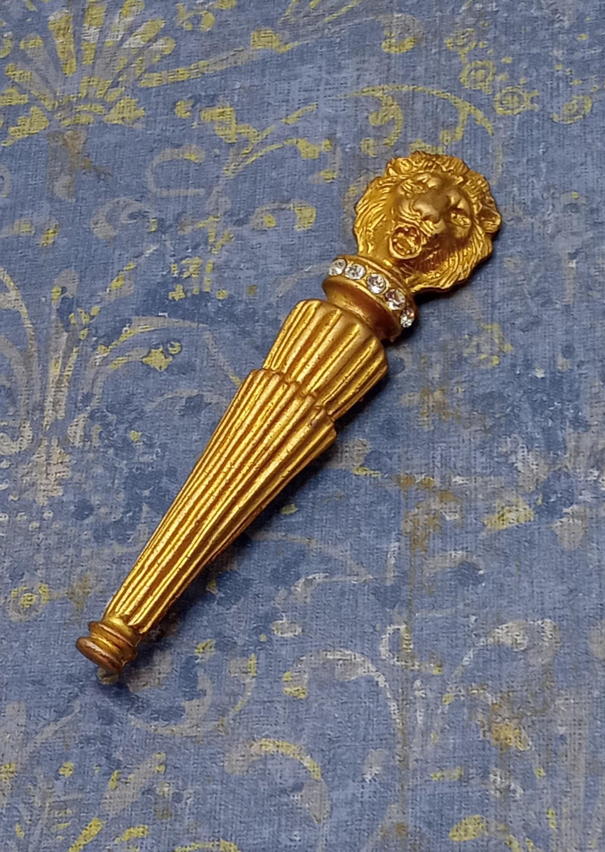 Vintage Gold Tone Art Deco LION Head Sceptre Brooch Pin - Etsy