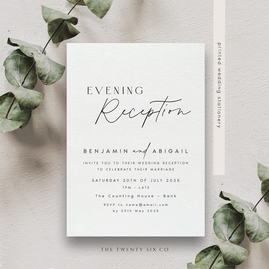 Evening Invitation Wedding Reception Invite Simple Evening - Etsy UK