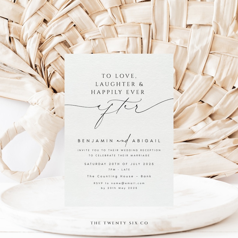 Elegant Evening Reception Invites, to Love Laughter and Happily Ever ...