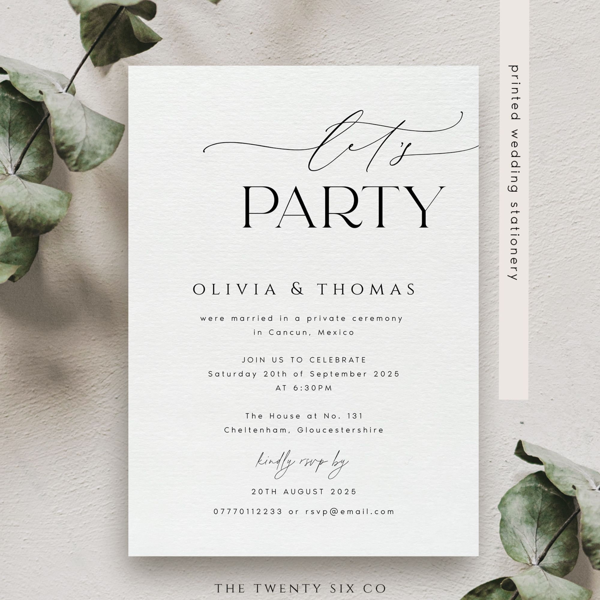 Let's Party Wedding Invitation, Evening Reception Invites, Marriage ...