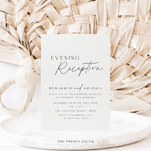 Evening Invitation, Wedding Reception Invite, Simple Evening Wedding ...