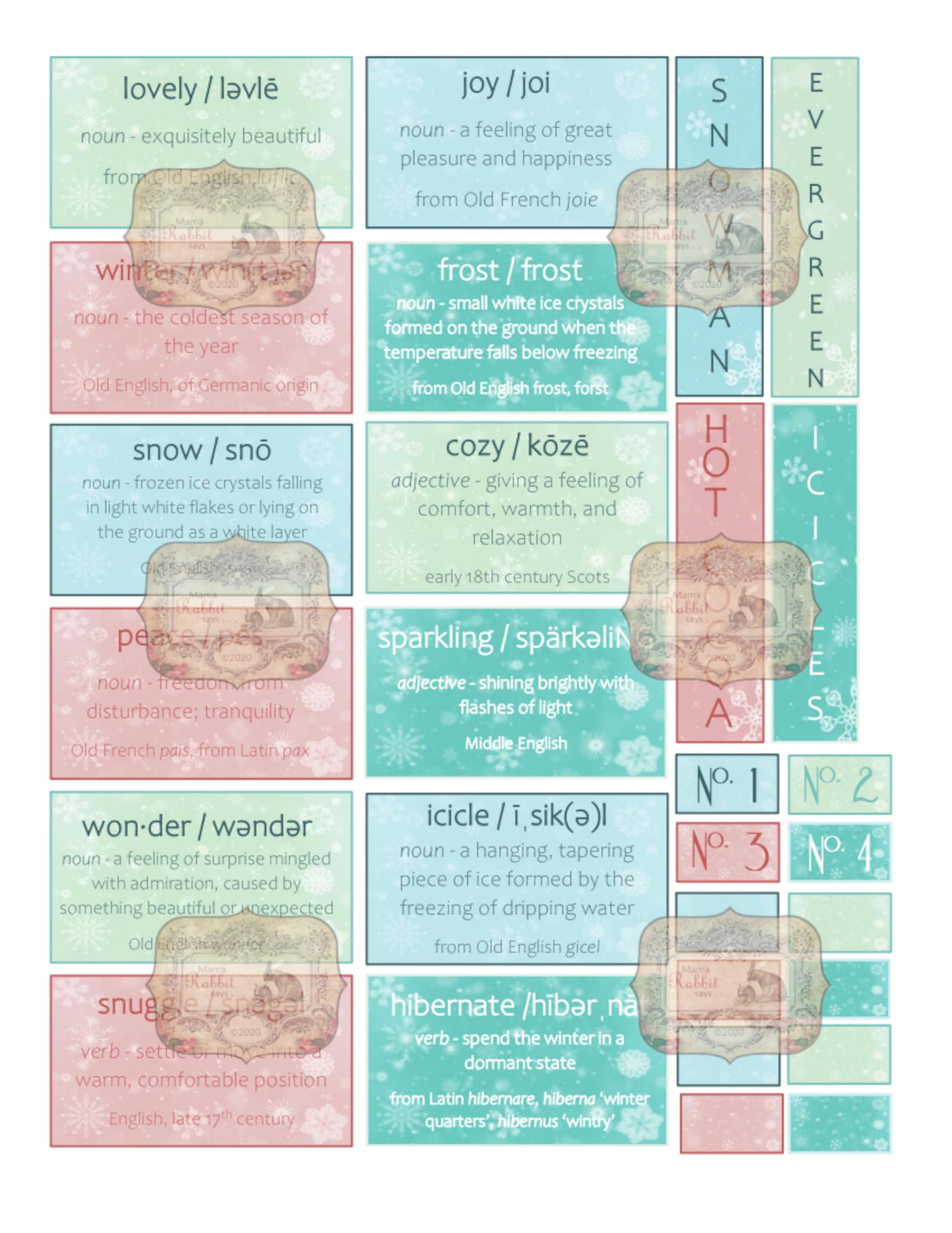 Printable Winter Wonderland Labels (digital) 89 Labels! Includes Words ...