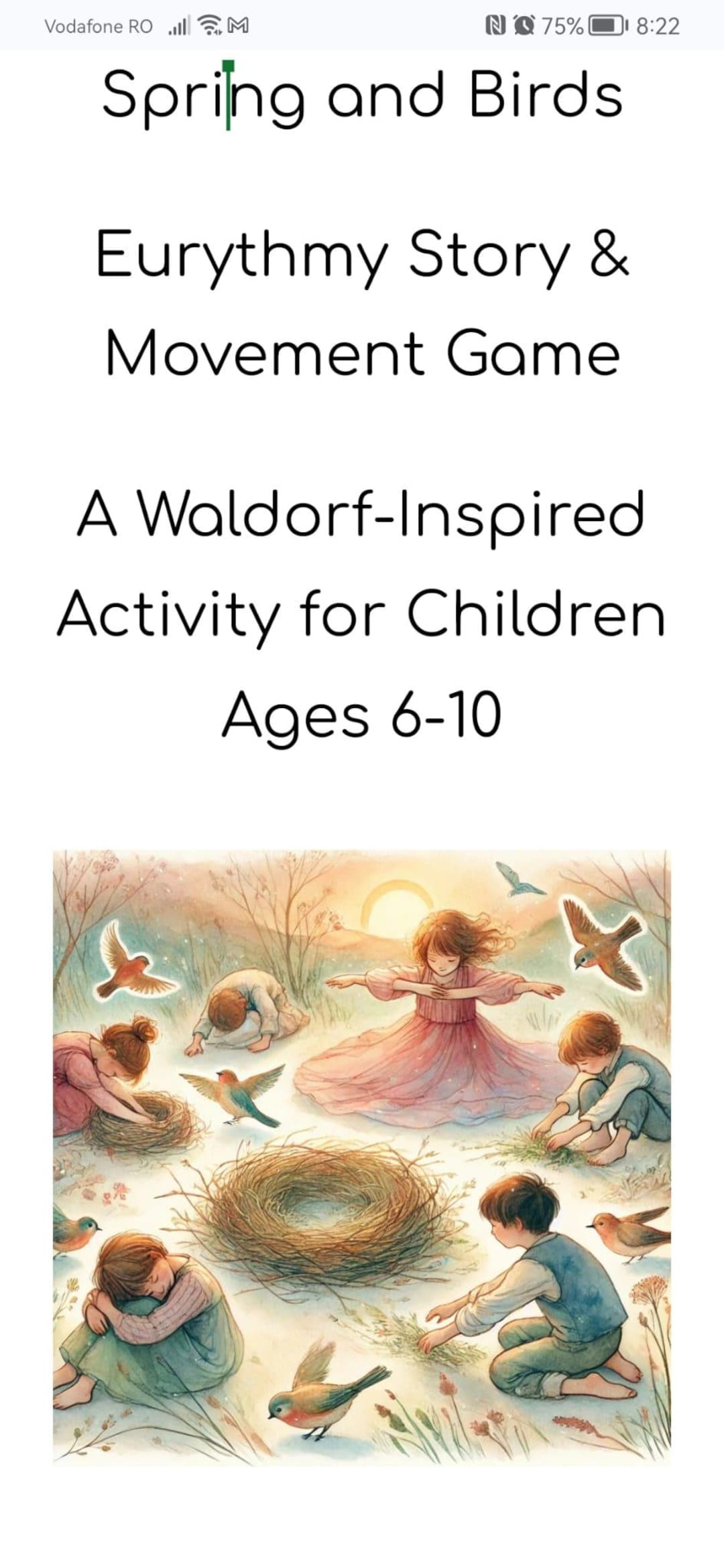 Spring and Birds, Eurythmy Story and Movement Game, Waldorf Inspired ...