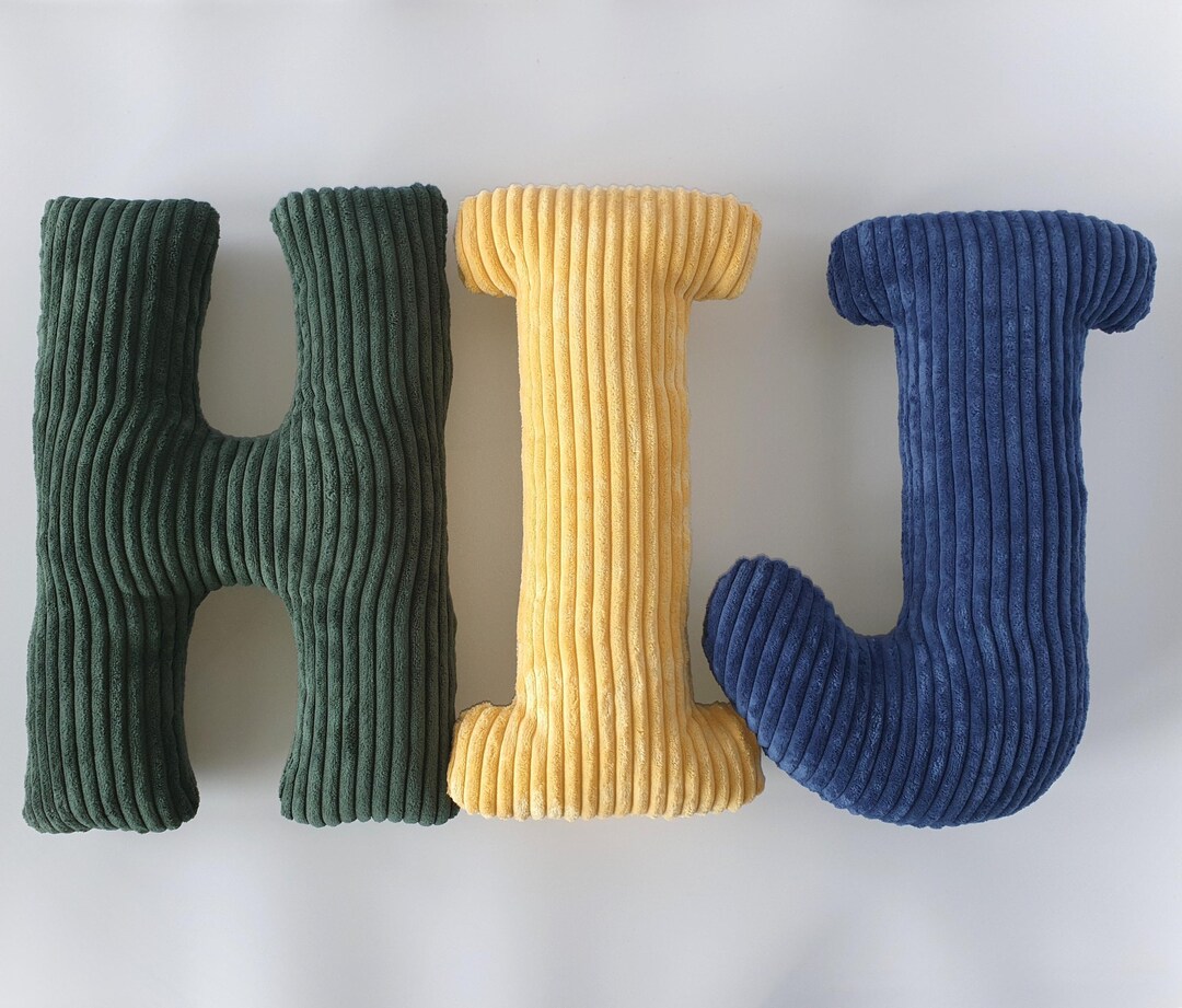 Large Colorful Letter Pillows: Letter H, I, J, Stuffed Letter, Initial ...