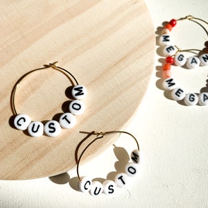 Custom Hoop Earrings With Name | Personalized Name With Beaded Letters ...