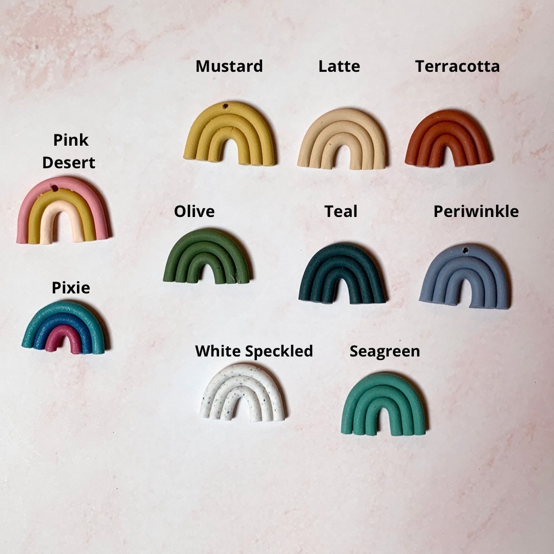 Rainbow Clay Name Necklace Monogram Clay Pendant | Etsy