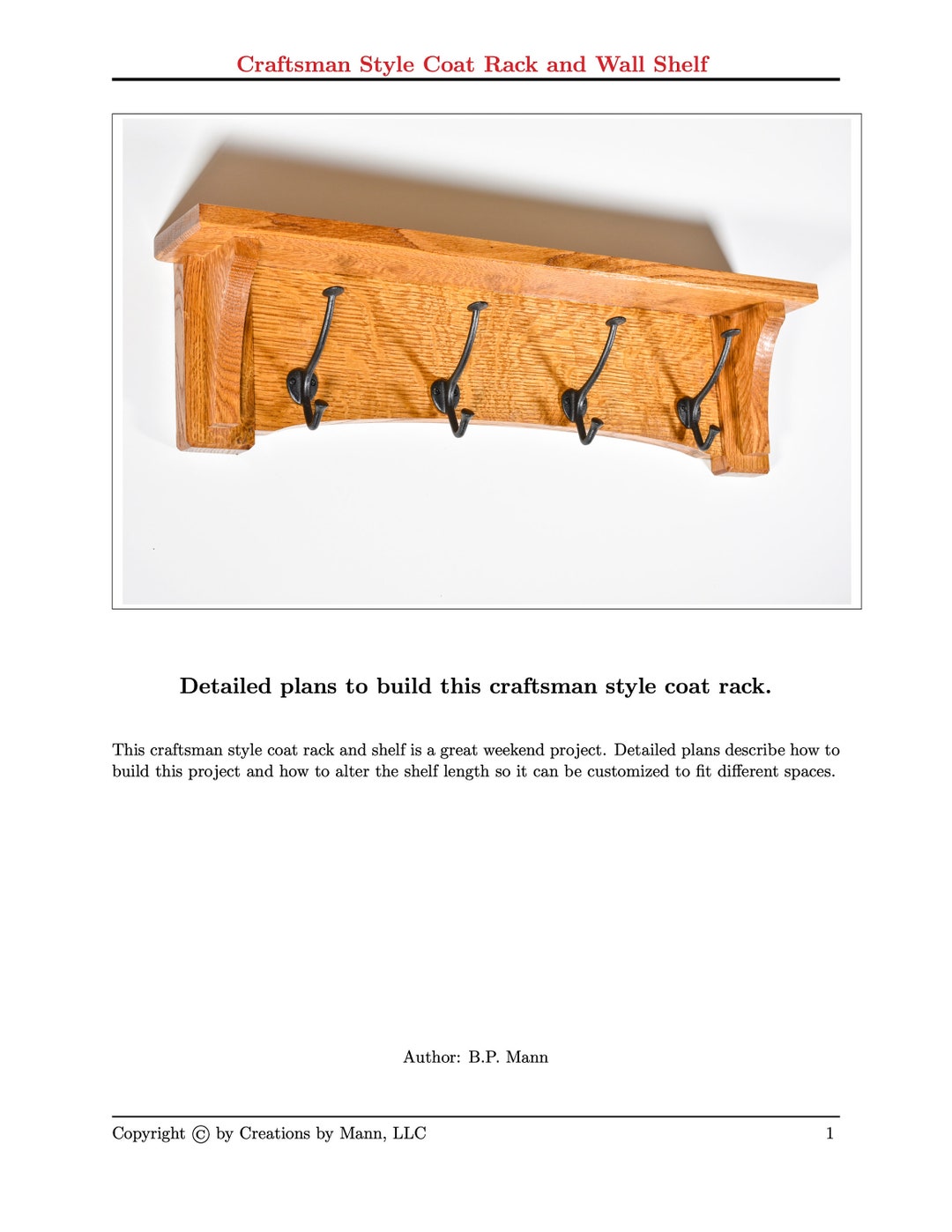 PDF Craftsman Style Coat Rack and Wall Shelf Project - Detailed Written ...
