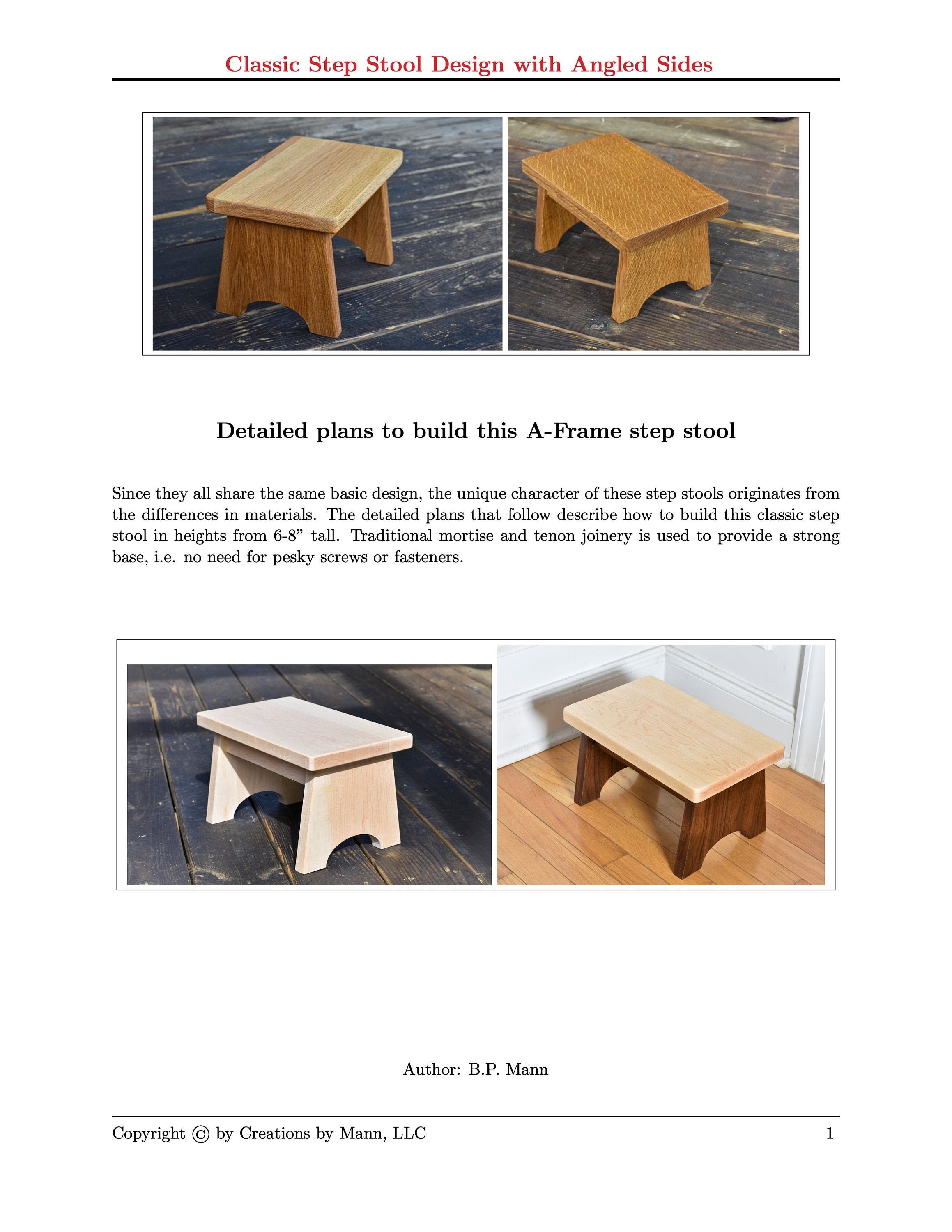 PDF Step Stool Plans - Adult Size - Detailed Written Plans to Build a 8 ...
