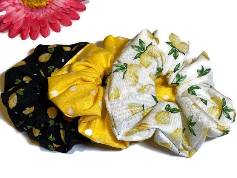 Lemon Drop Scrunchie Polka Dot Scrunchie Lemon Scrunchie - Etsy