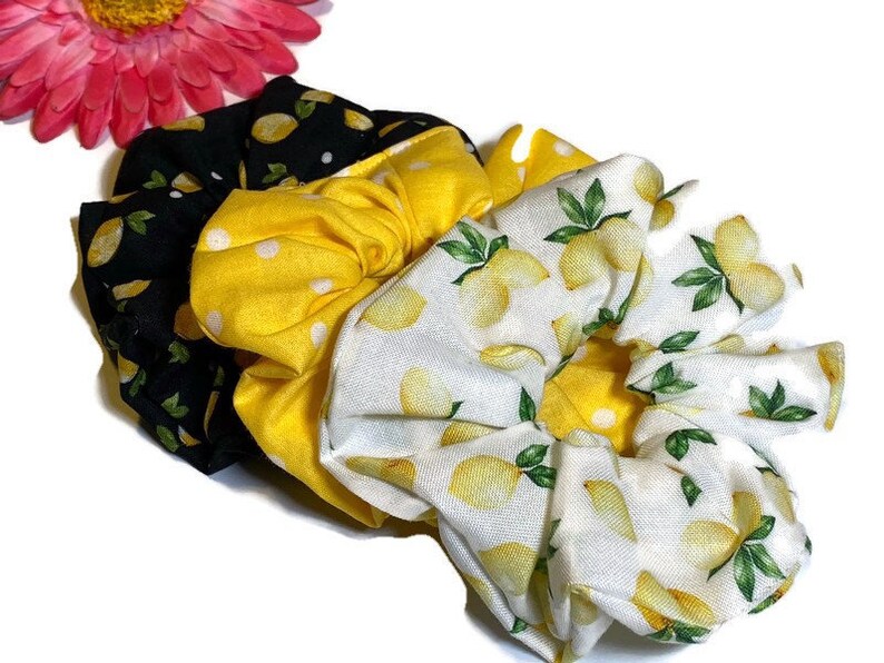 Lemon Drop Scrunchie Polka Dot Scrunchie Lemon Scrunchie - Etsy