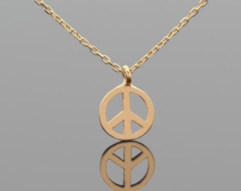 Gold Peace Sign Necklace | Etsy
