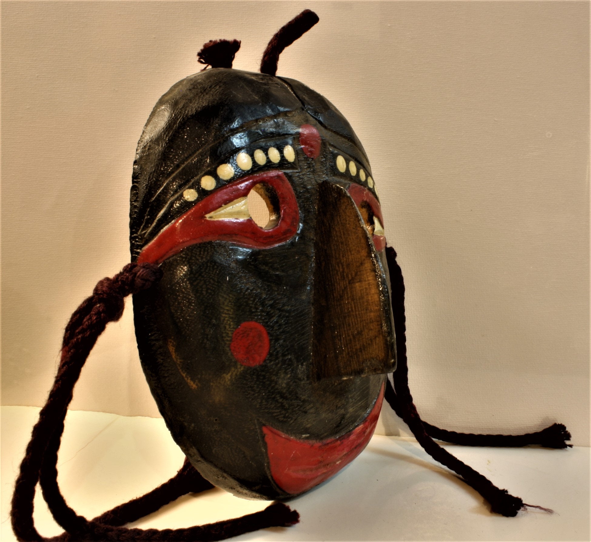 Hand-carved and Painted Wood Mask - Etsy Canada