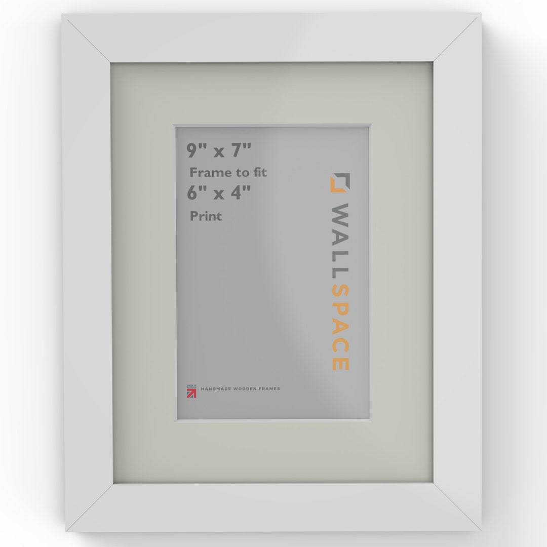 9x7 25mm Matt White Frame With 6x4 White Mount Frame and Mount for 6x4 ...