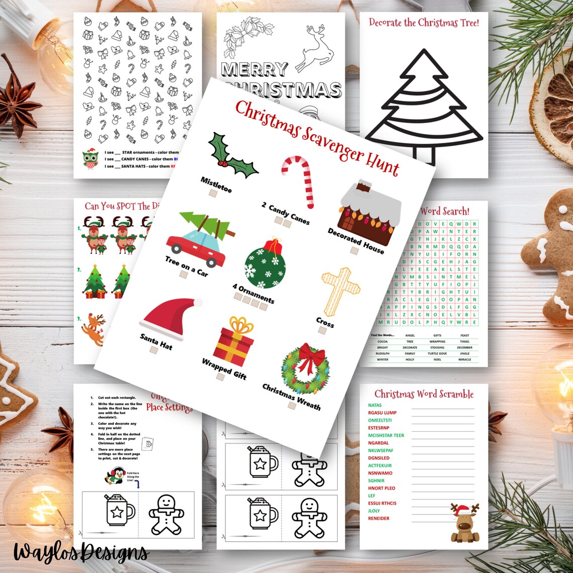 Christmas Activity Printables Christmas Scavenger Hunt Word - Etsy