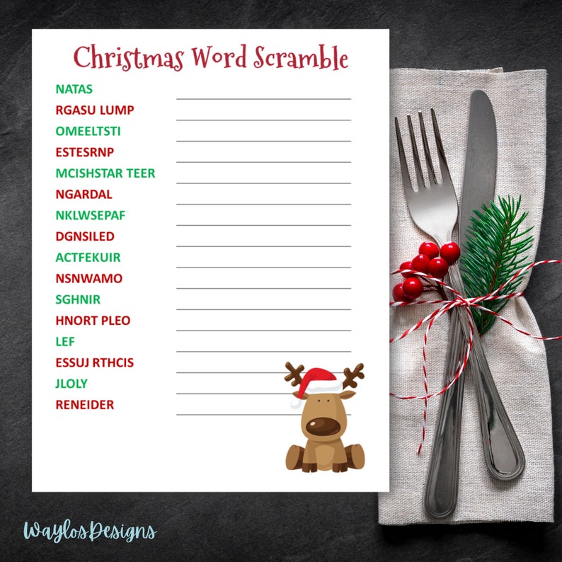 Christmas Activity Printables Christmas Scavenger Hunt Word - Etsy