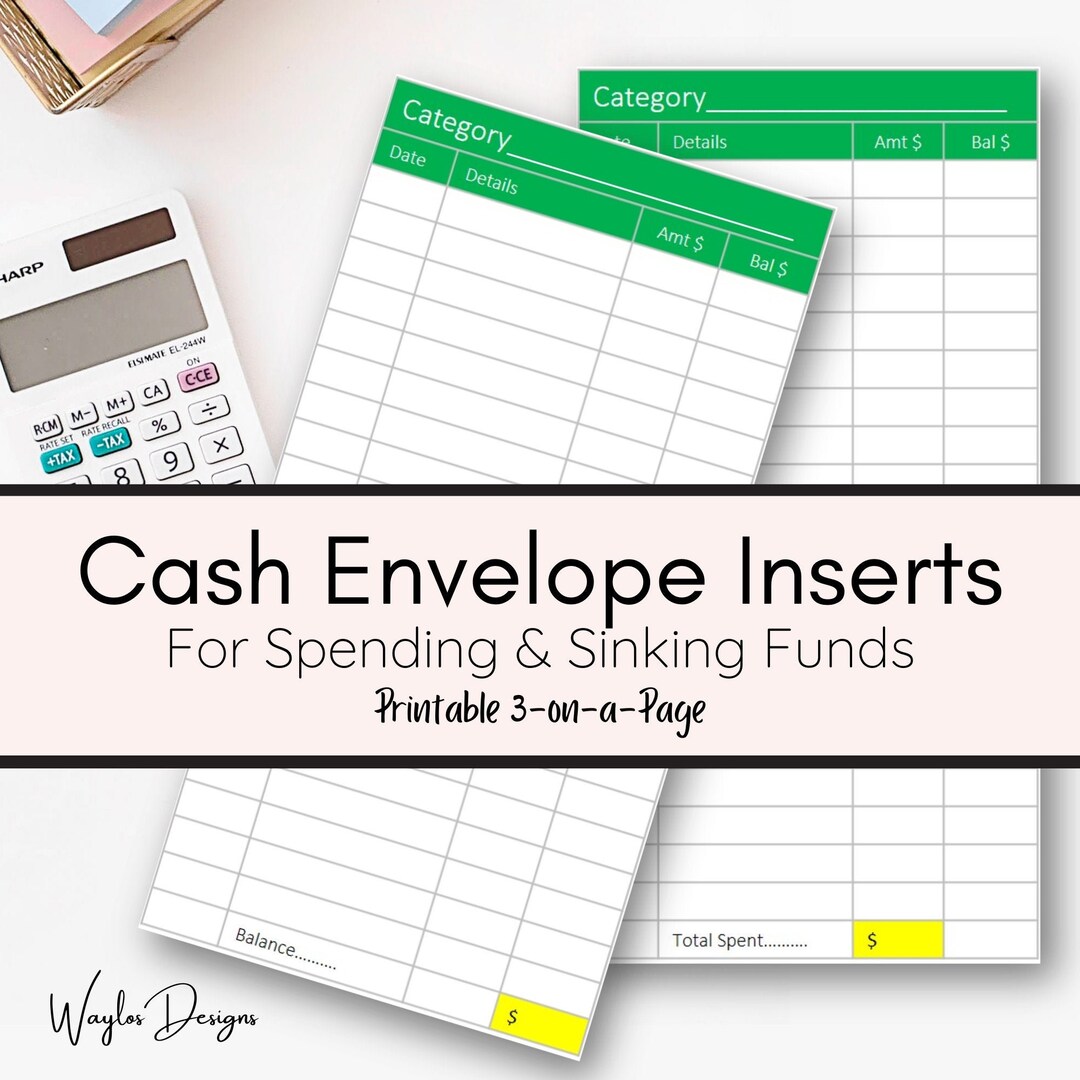Cash Envelope Inserts Cash Envelope System, Sinking Fund Envelope ...