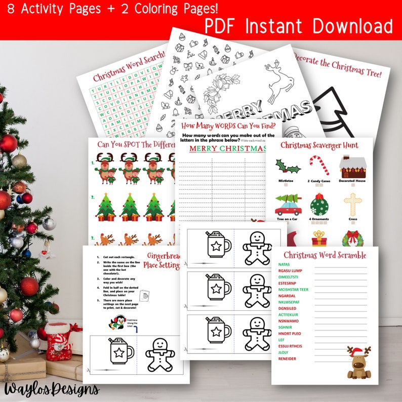 Christmas Activity Printables Christmas Scavenger Hunt Word - Etsy
