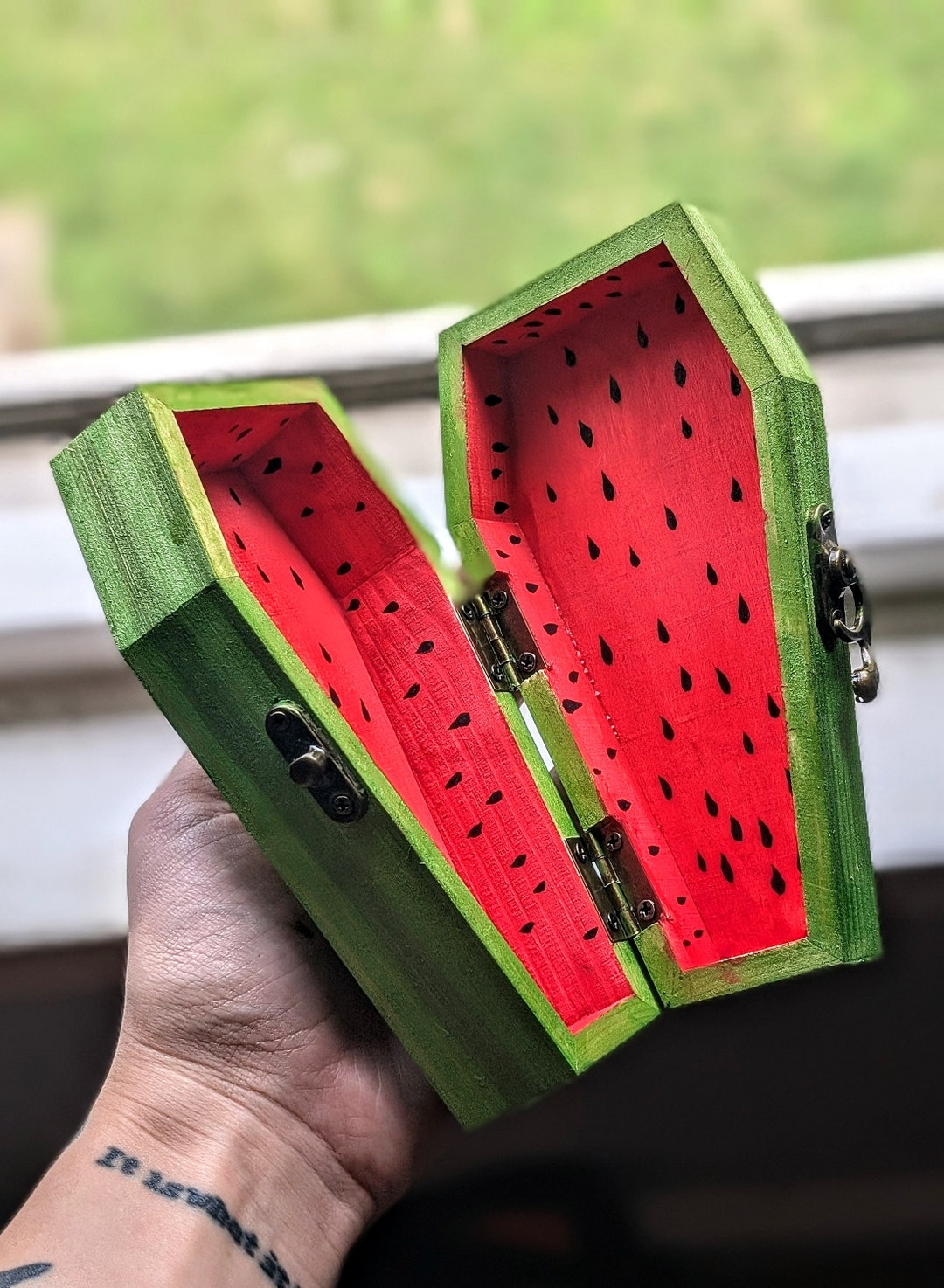 Wooden Coffin Box Watermelon Themed Hand Painted - Etsy