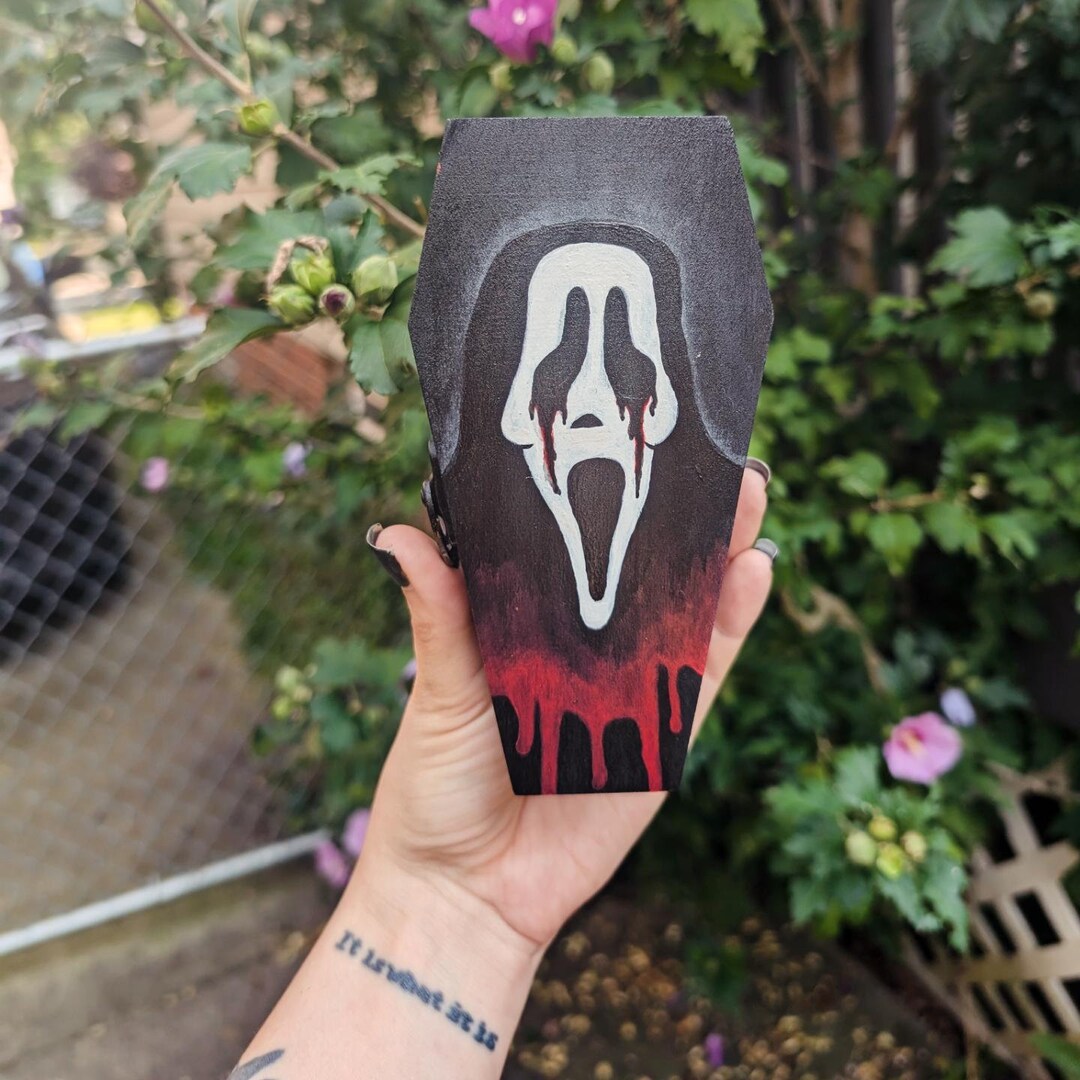 Wooden Coffin Box Scream Ghostface Themed Hand Painted - Etsy