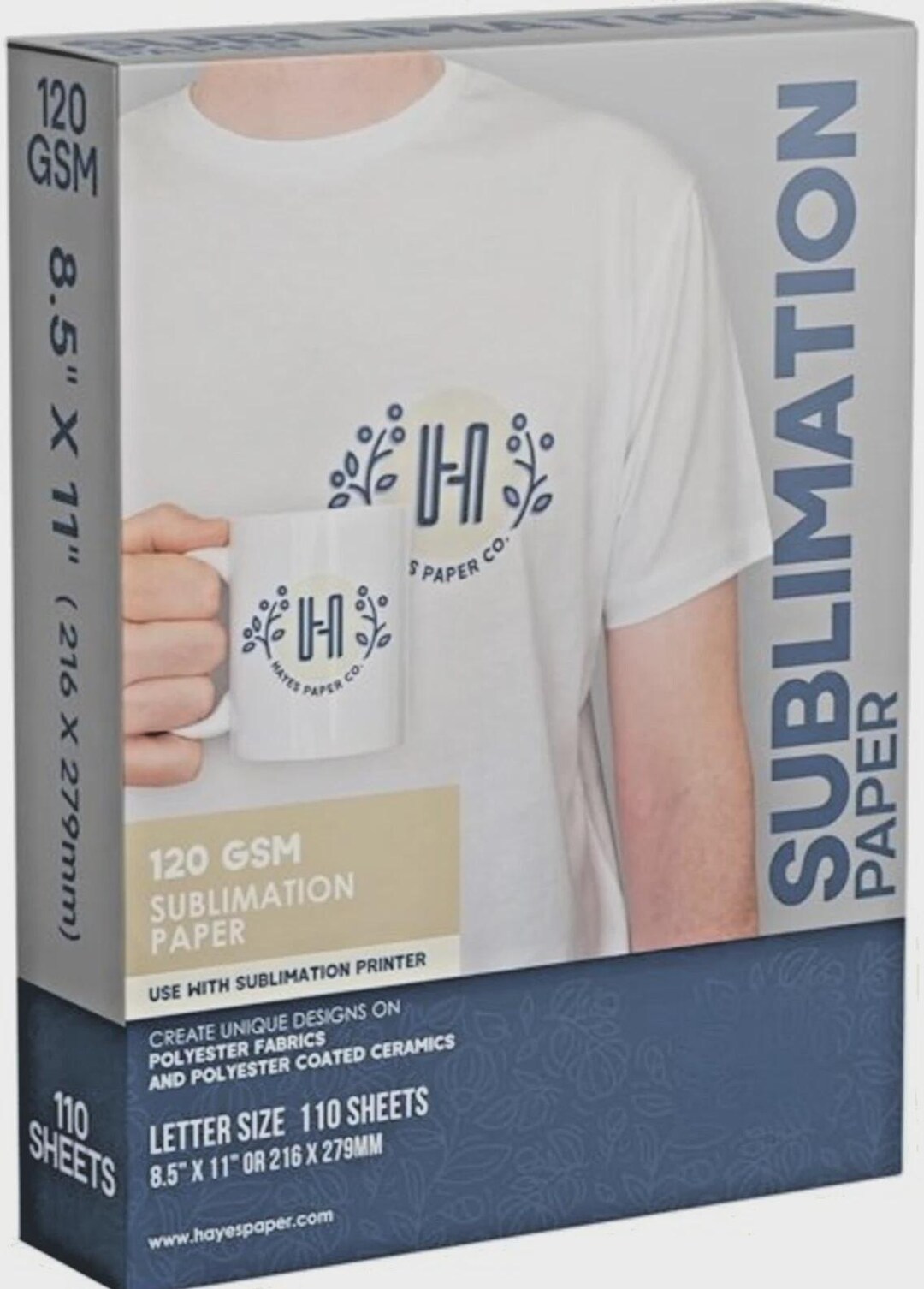 Hayes Paper Co Sublimation Heat Press Paper 120GSM 110 Sheets for Mugs ...