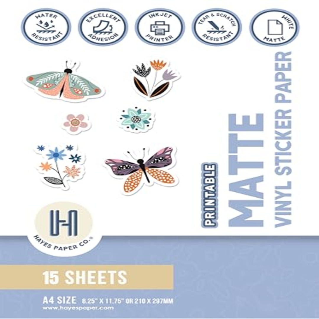 Printable Matte Vinyl Sticker Paper - Hayes Paper Co - A4, 15 Sheets - Etsy
