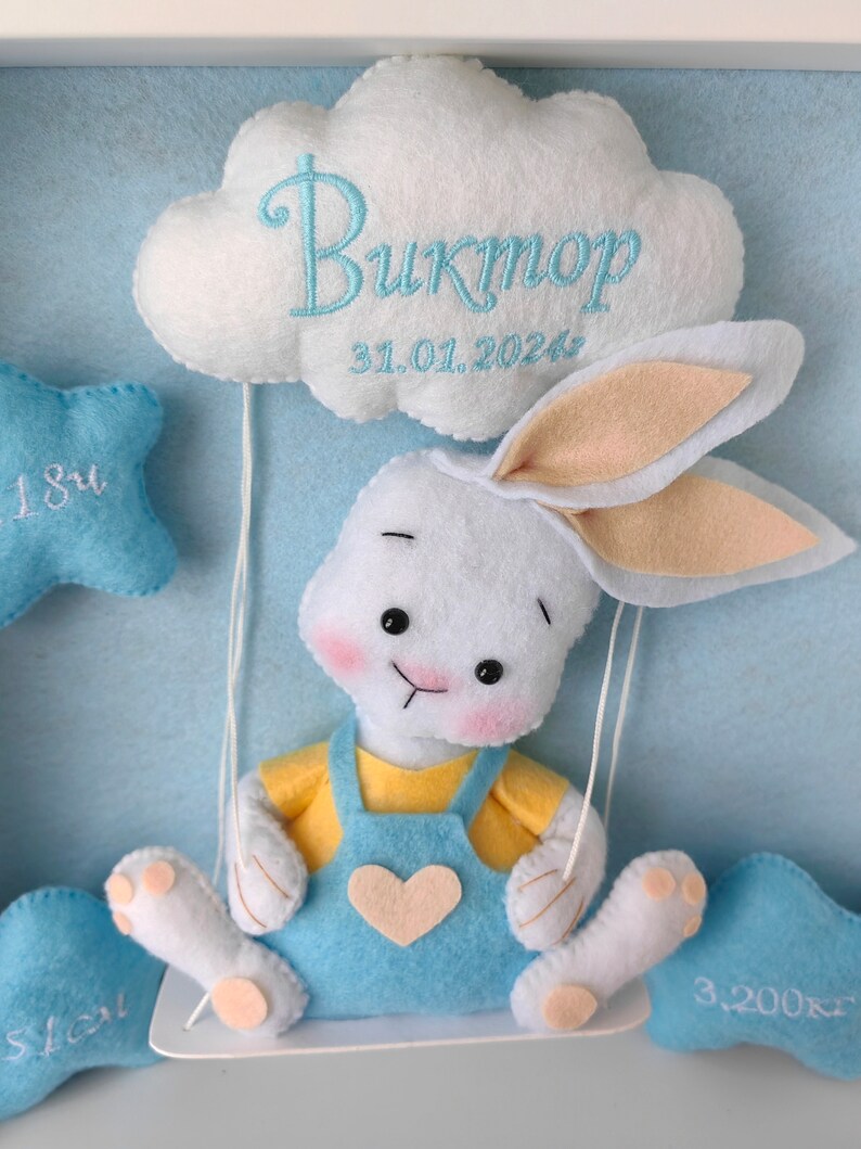 3D Frame Baby Decor, Frame Nursery Decor Wall, Baby Decor, Bunny Felt ...