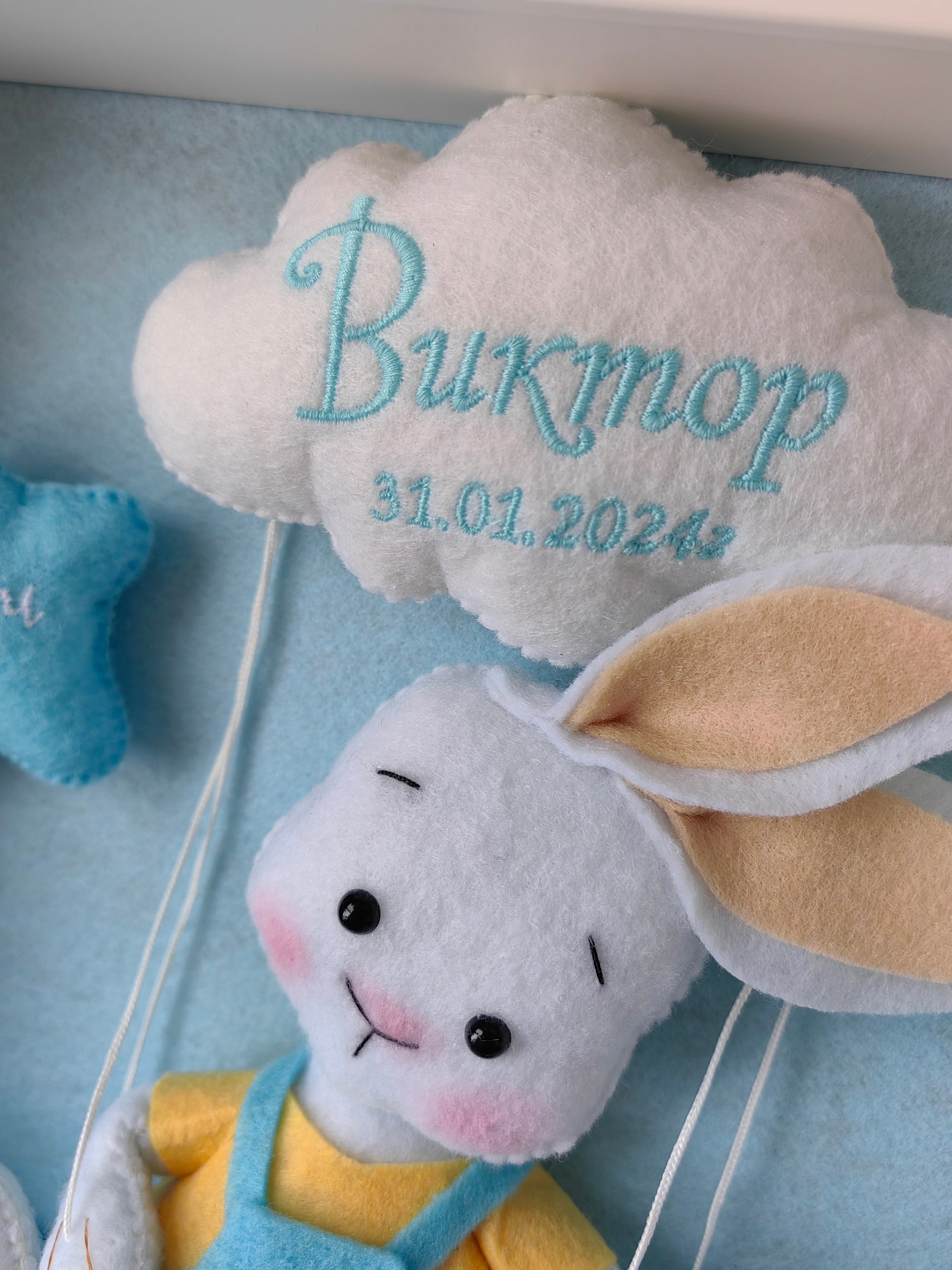 3D Frame Baby Decor, Frame Nursery Decor Wall, Baby Decor, Bunny Felt ...