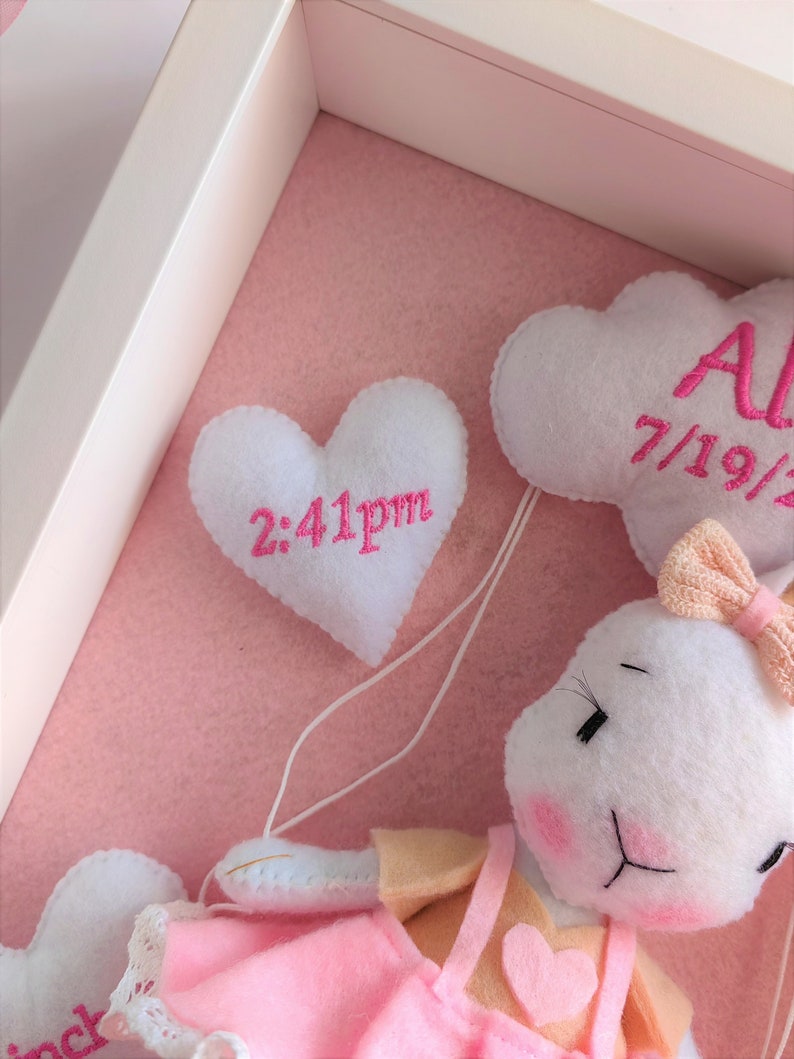 3D Frame Baby Decor, Frame Nursery Decor Wall, Baby Decor, Bunny Felt ...