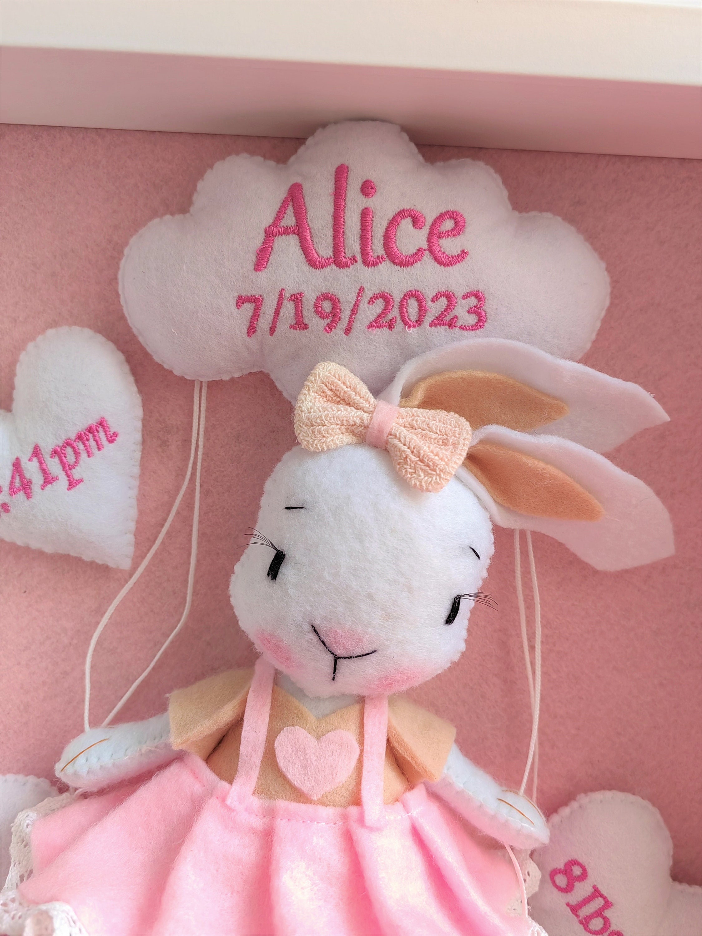 3D Frame Baby Decor, Frame Nursery Decor Wall, Baby Decor, Bunny Felt ...