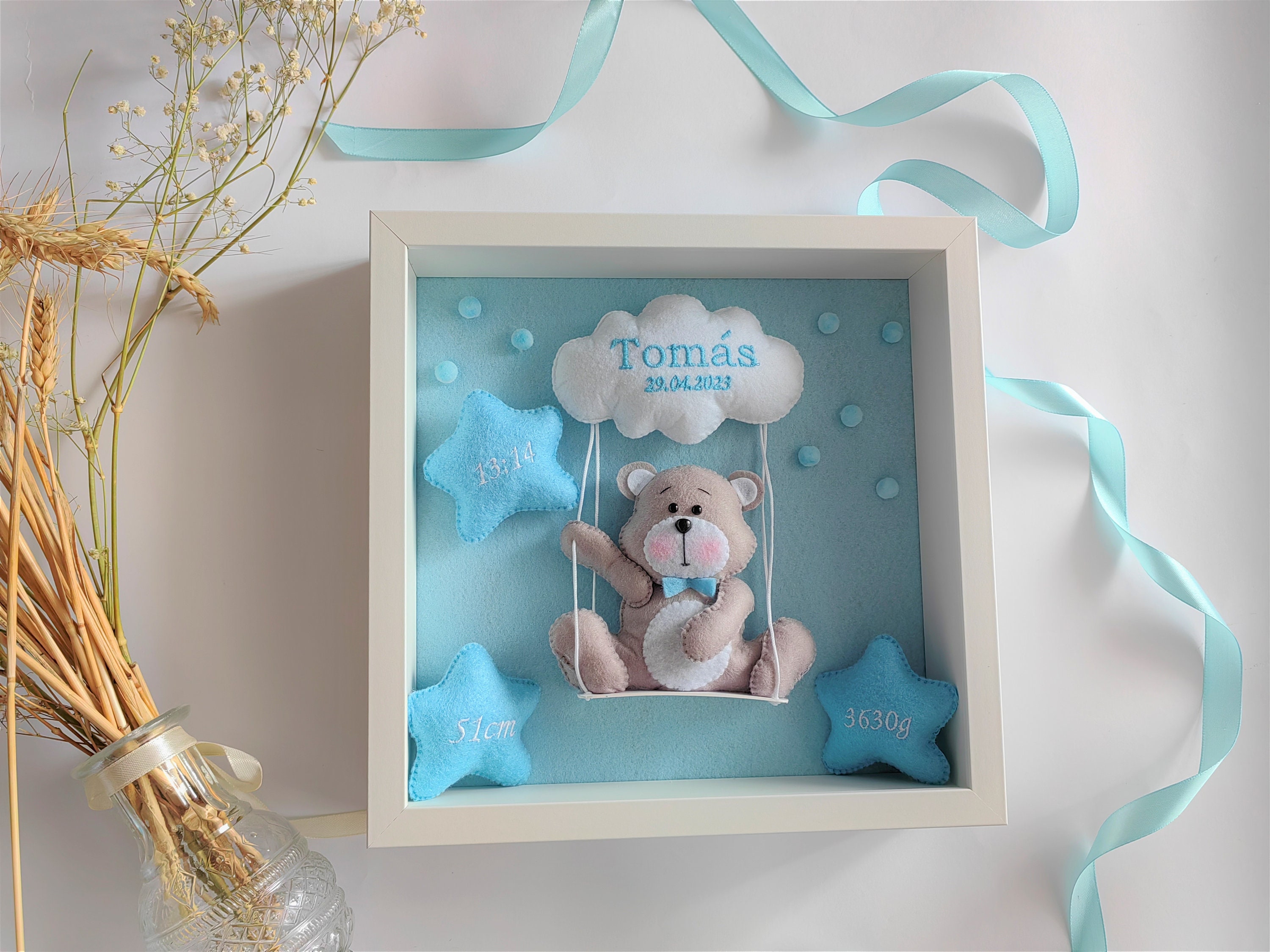 3D Frame Baby Decor Bear, Frame Nursery Decor Wall, Baby Decor Bear ...