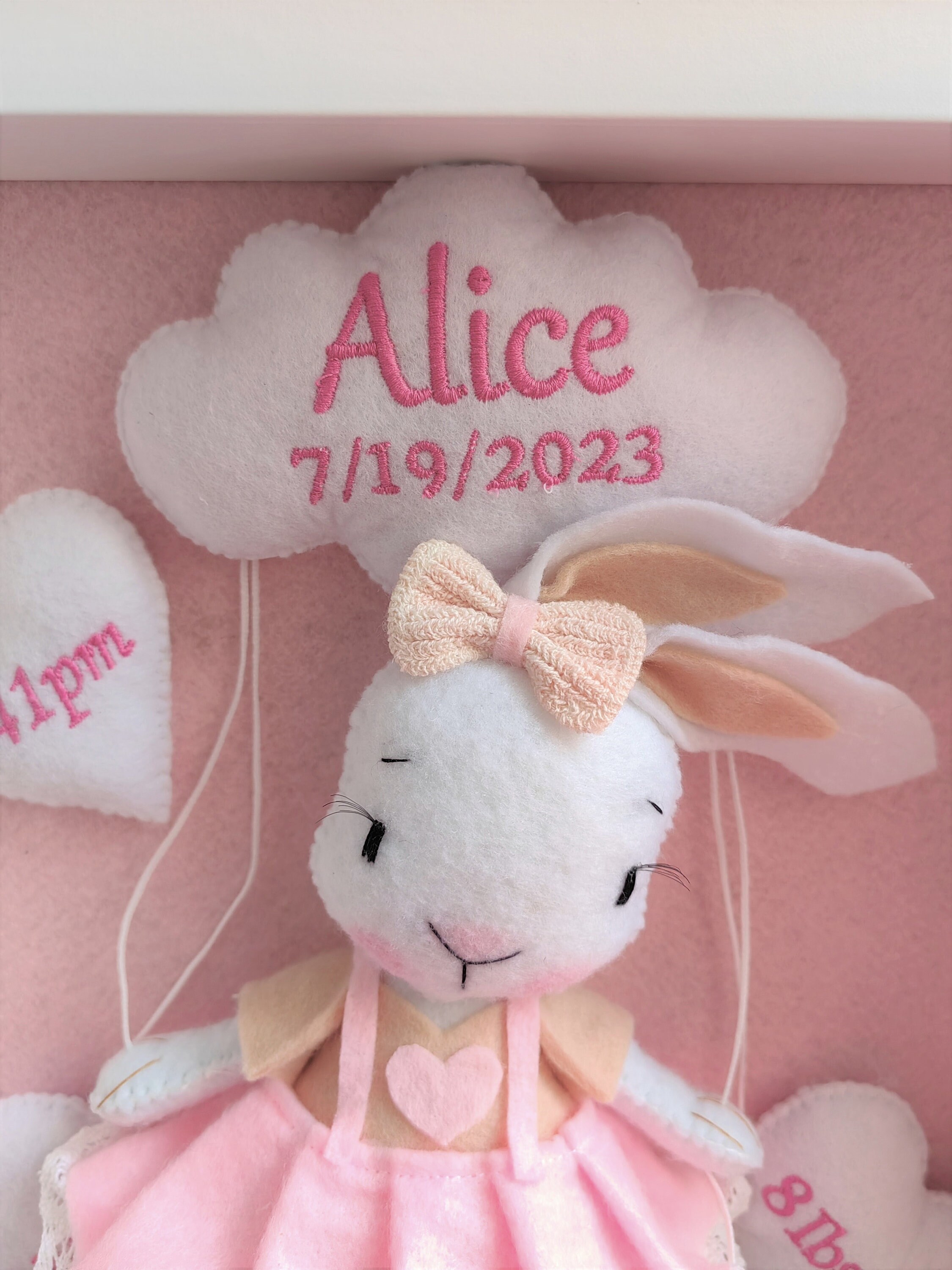 3D Frame Baby Decor, Frame Nursery Decor Wall, Baby Decor, Bunny Felt ...