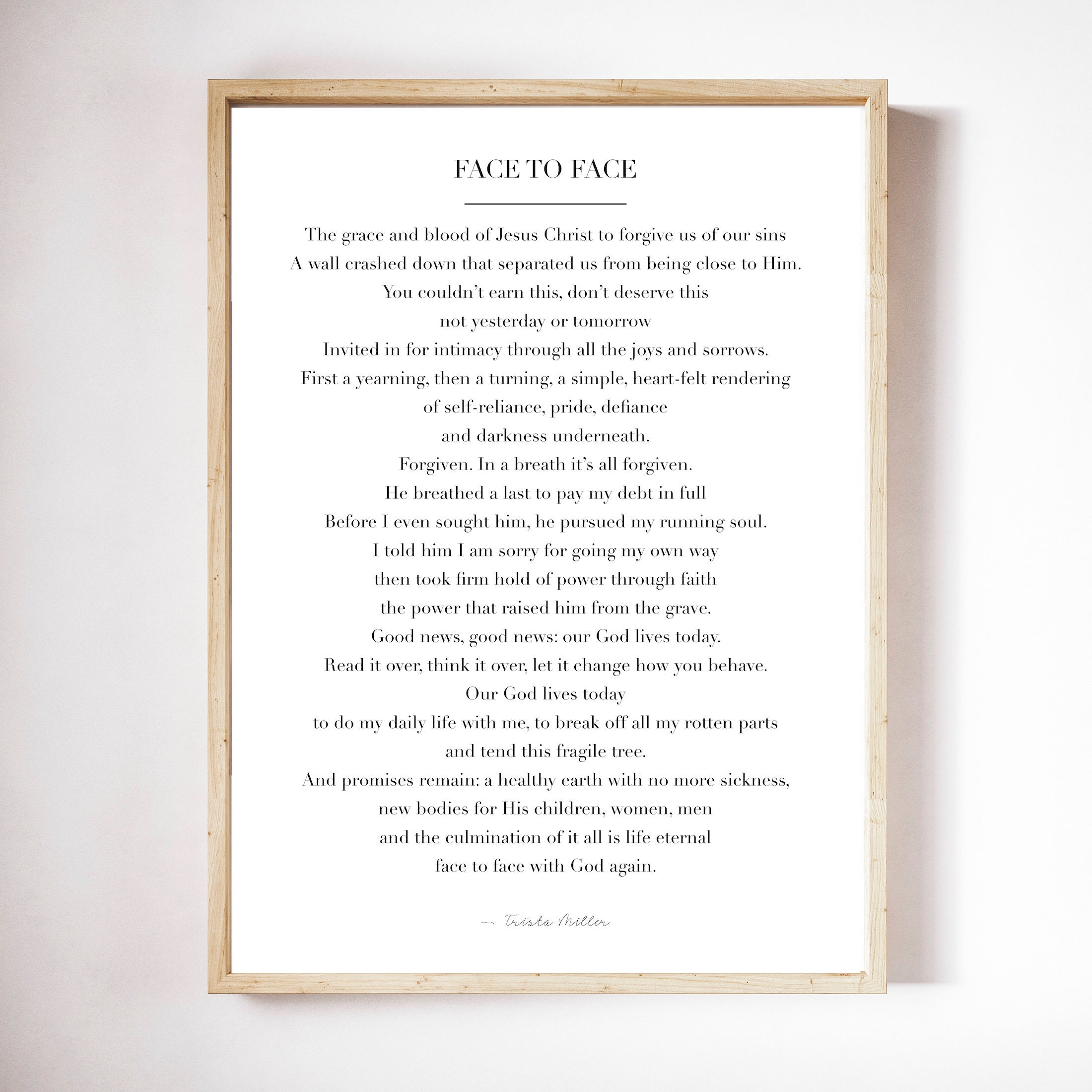 Christian Wall Art, Face to Face Poem, Inspirational Poetry, Printable ...