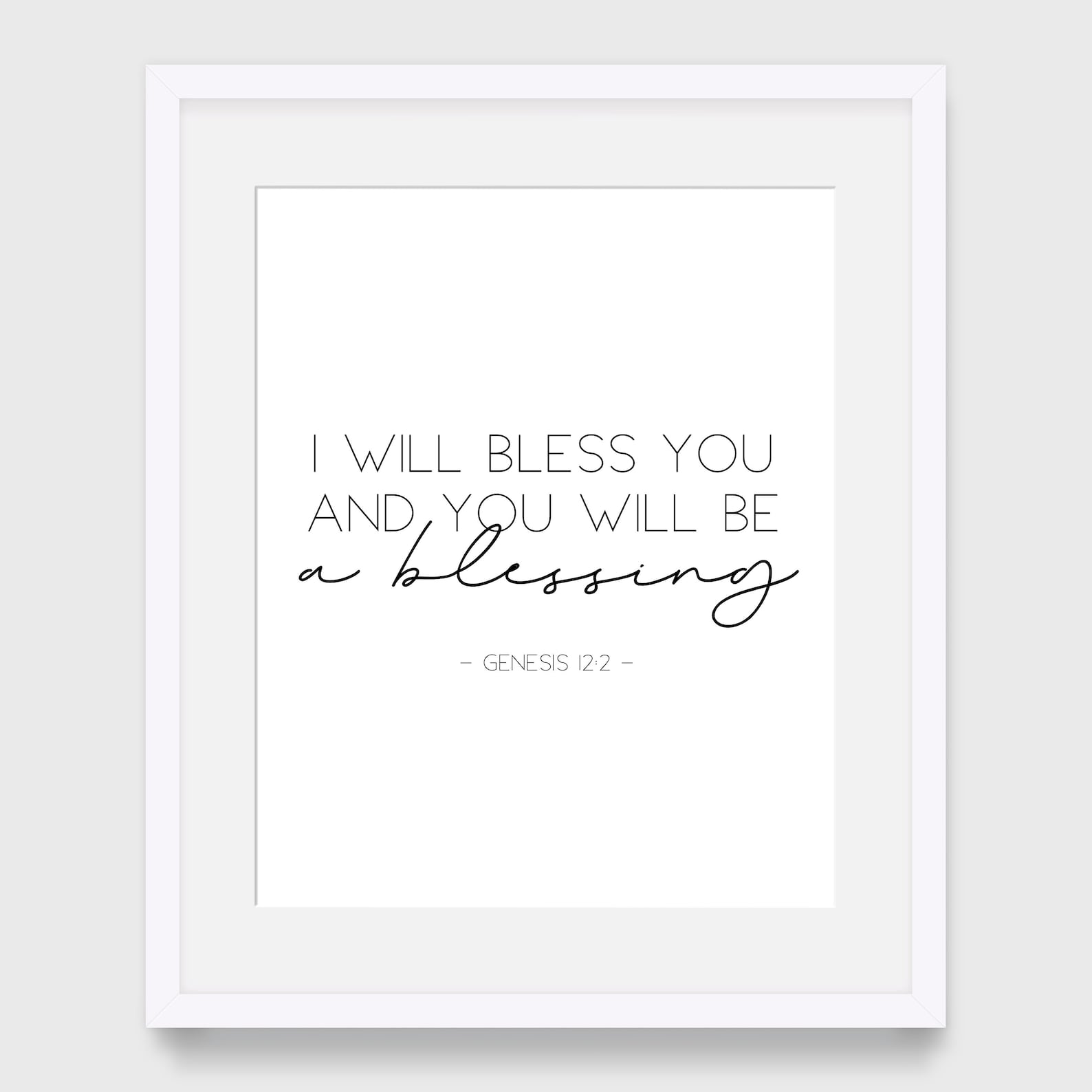 Bible Verse Wall Art, Genesis 12:2, I Will Bless You, Christian Wall ...