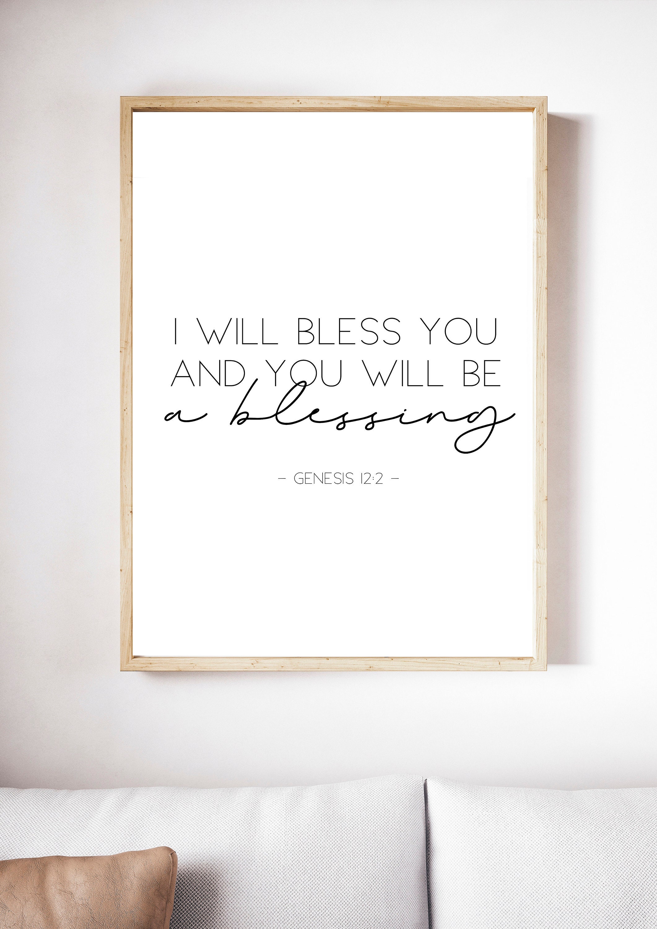 Bible Verse Wall Art, Genesis 12:2, I Will Bless You, Christian Wall ...