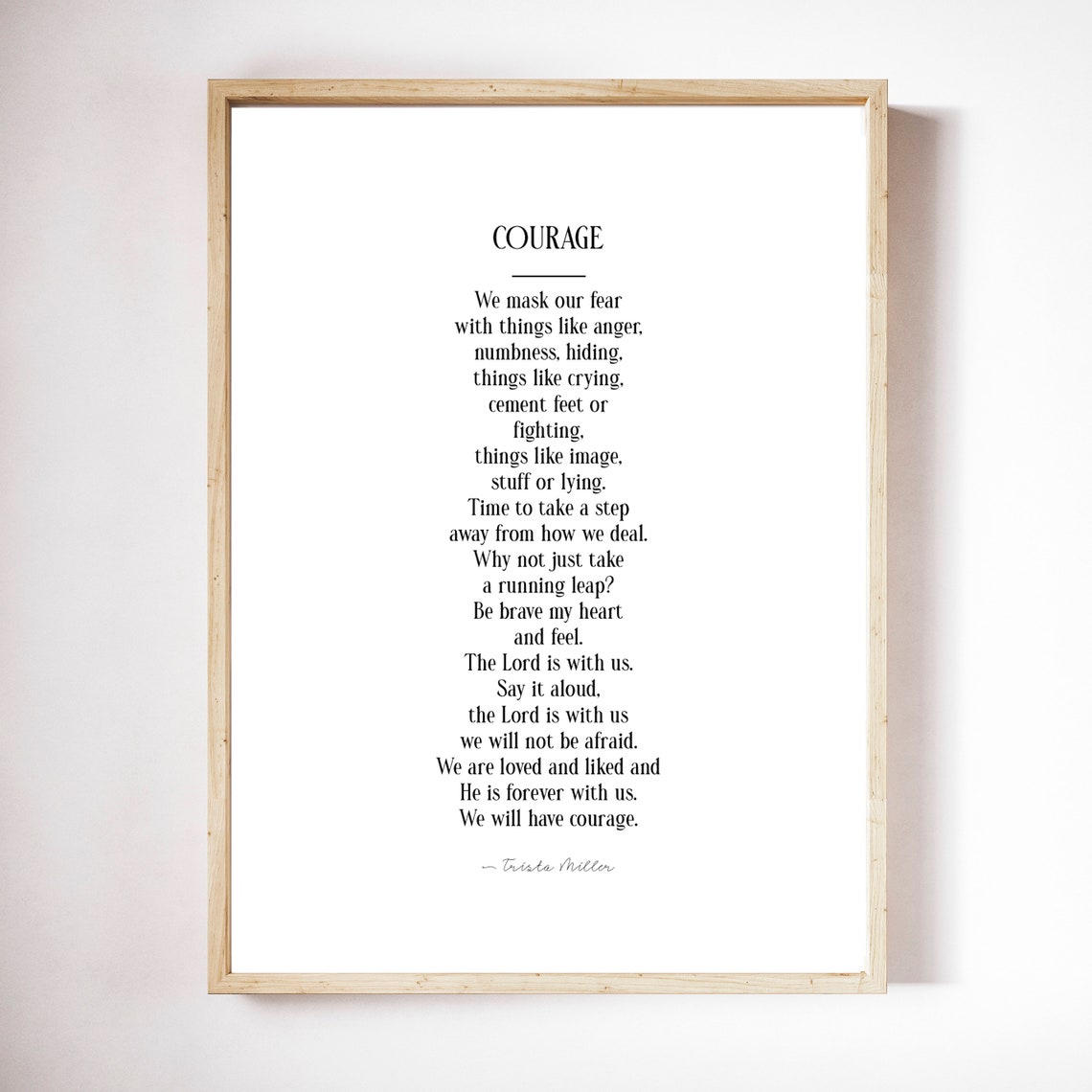 Christian Wall Art, Courage Poem, Inspirational Wall Art, Christian ...