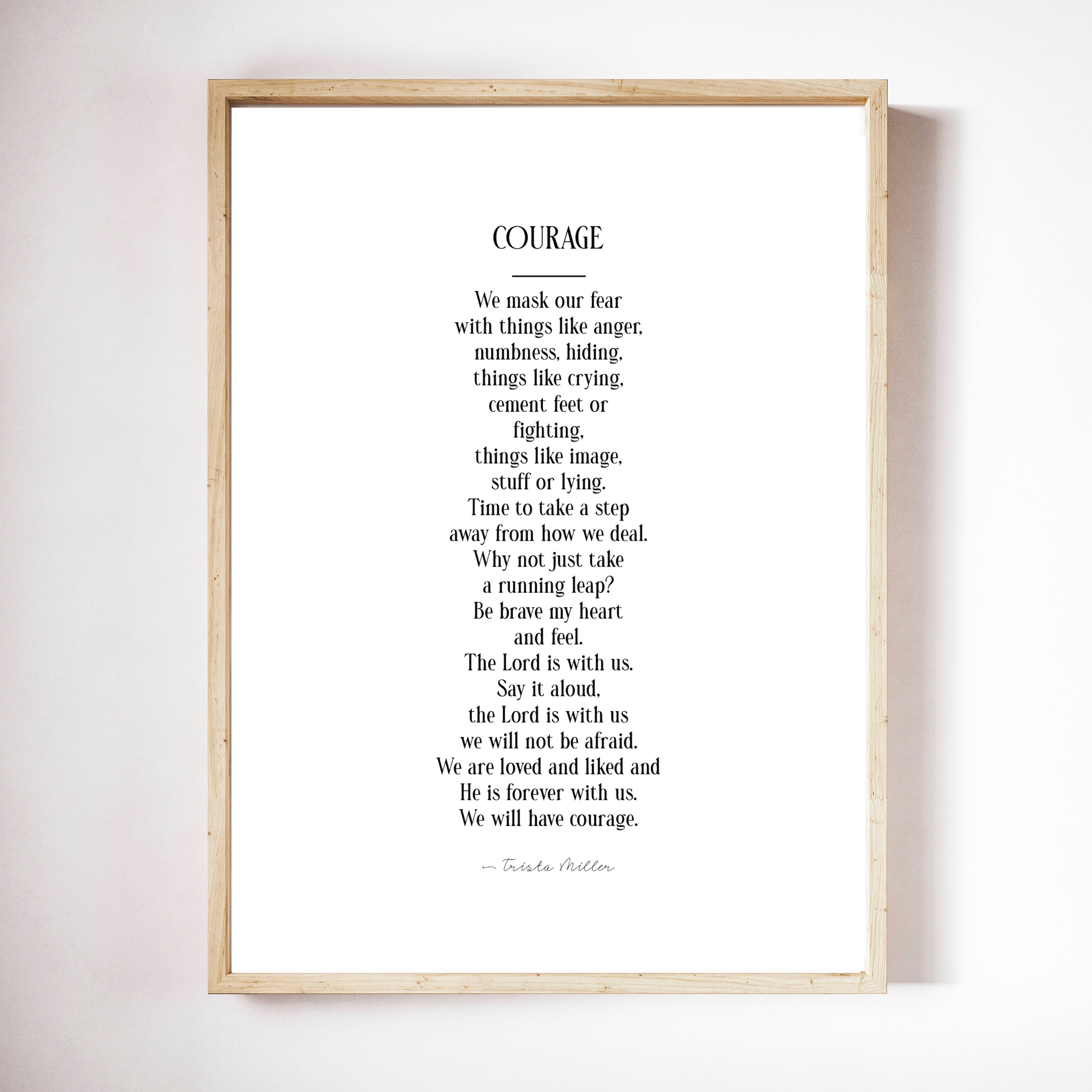 Christian Wall Art, Courage Poem, Inspirational Wall Art, Christian ...