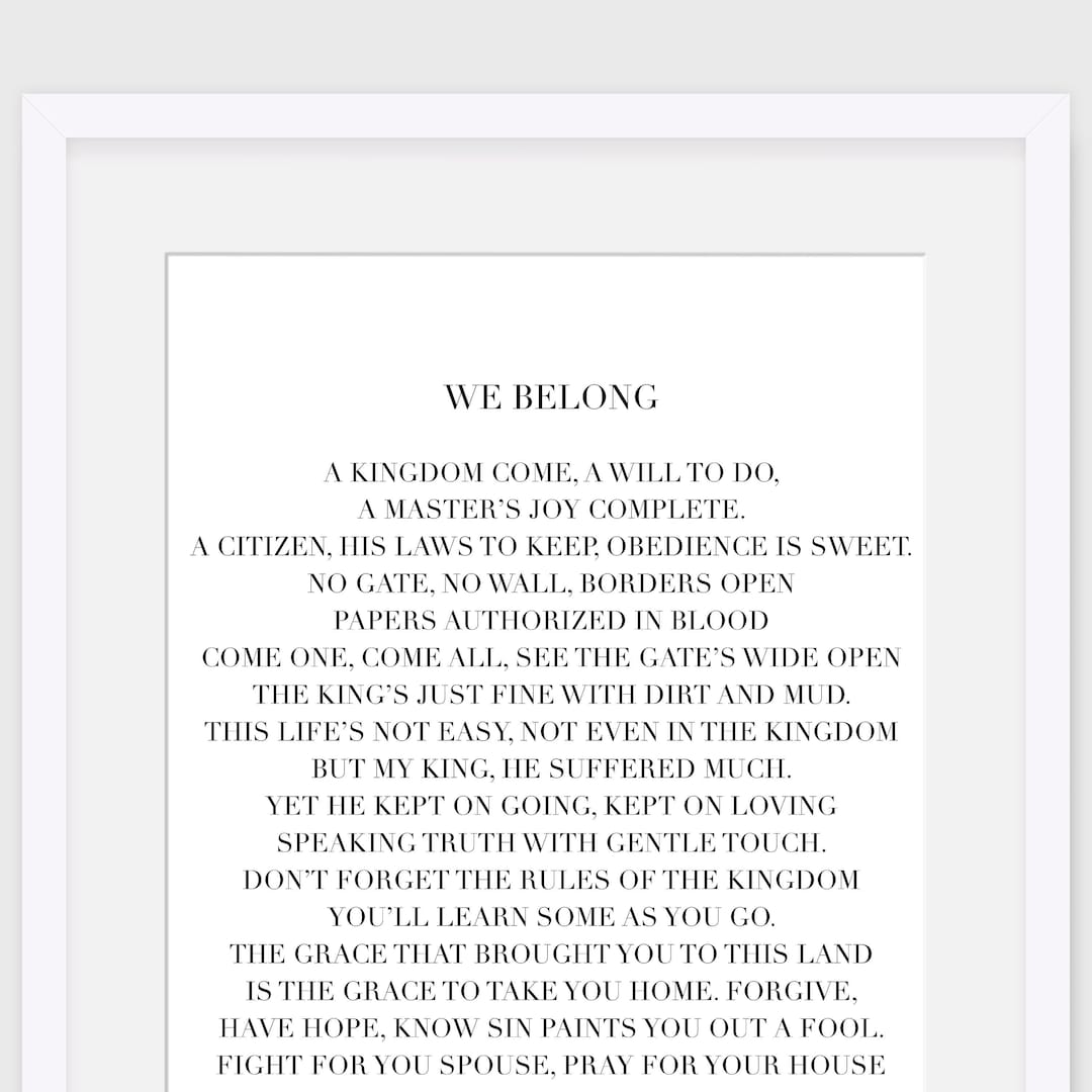 Christian Wall Art, We Belong Poem, Inspirational Wall Art, Christian ...