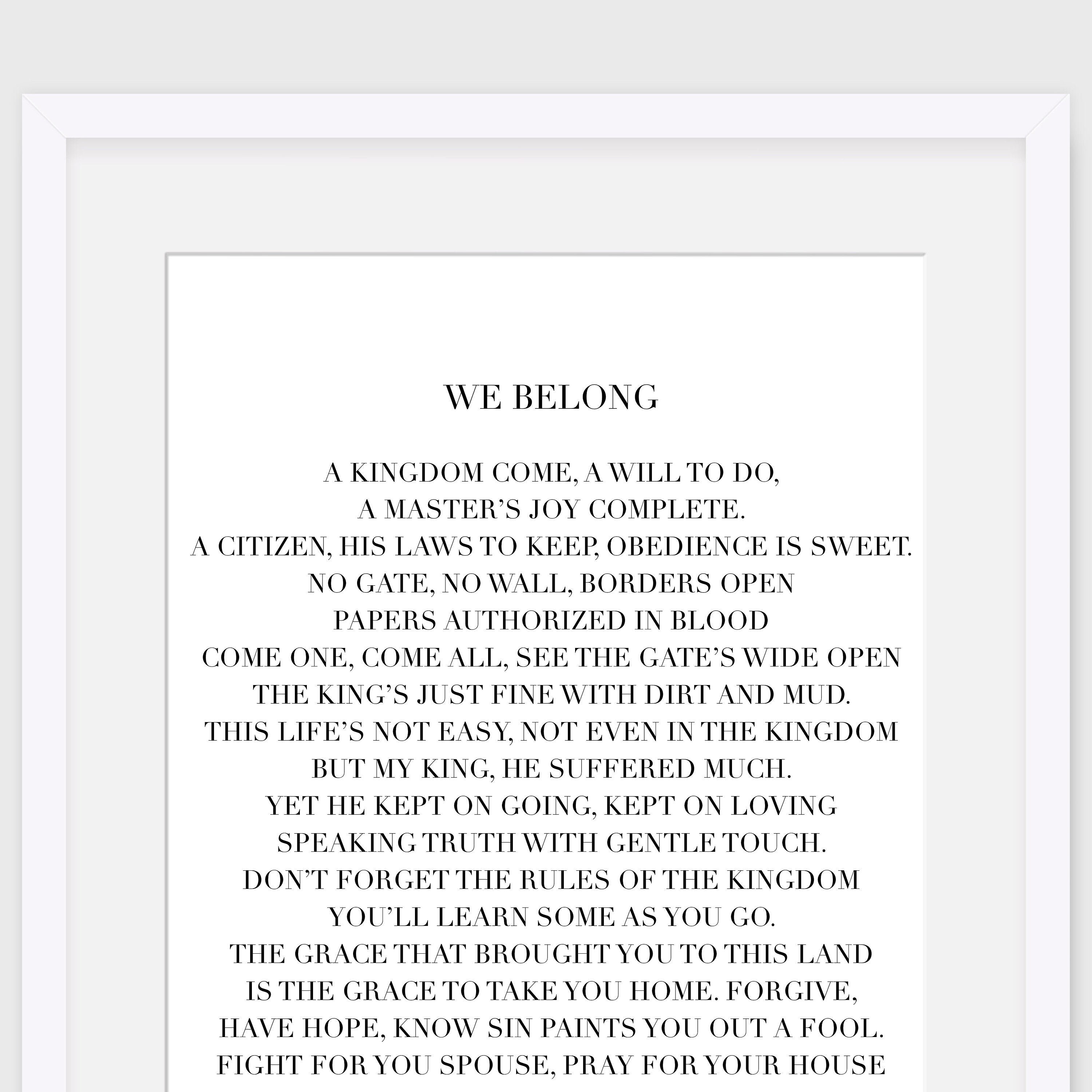 Christian Wall Art, We Belong Poem, Inspirational Wall Art, Christian ...