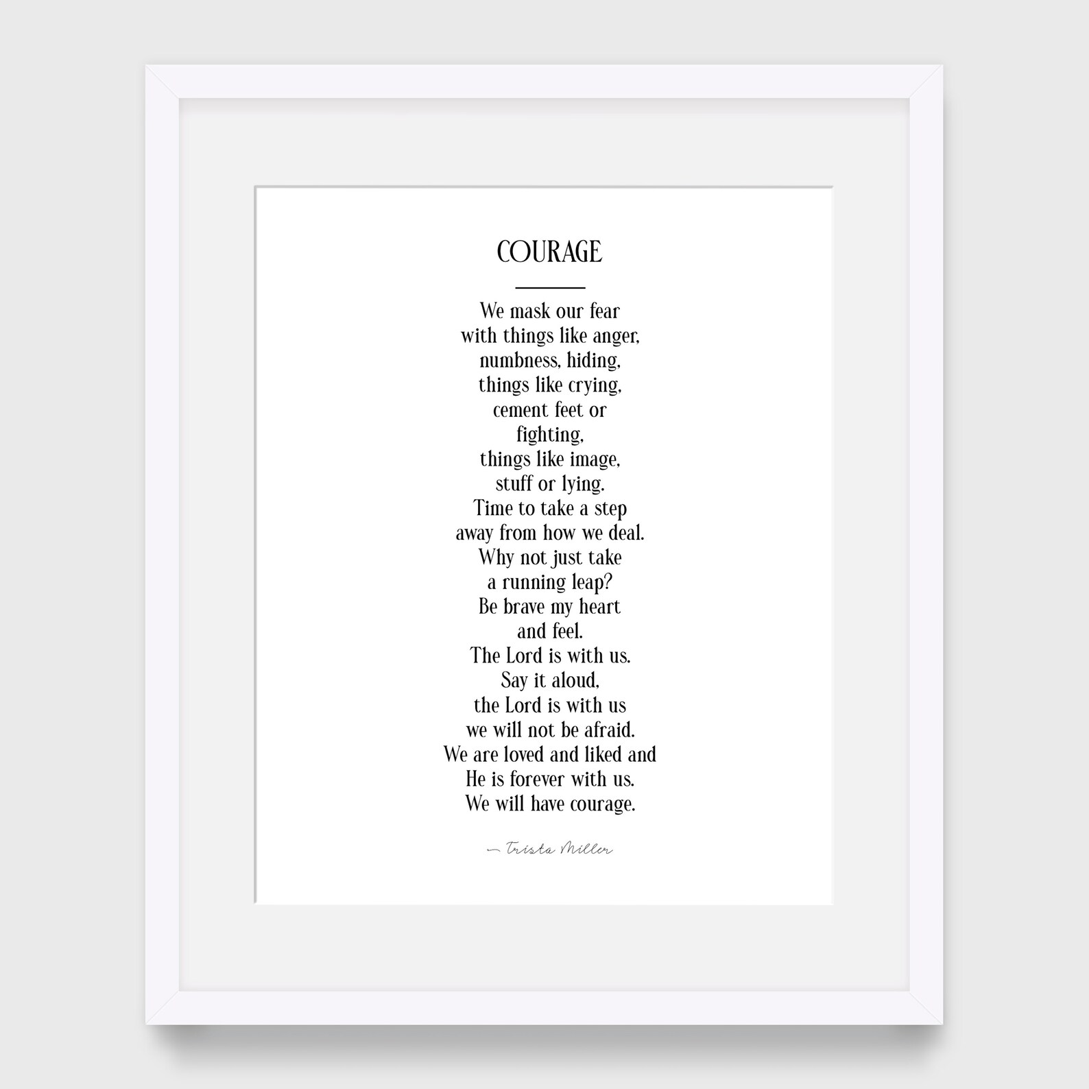 Christian Wall Art, Courage Poem, Inspirational Wall Art, Christian ...