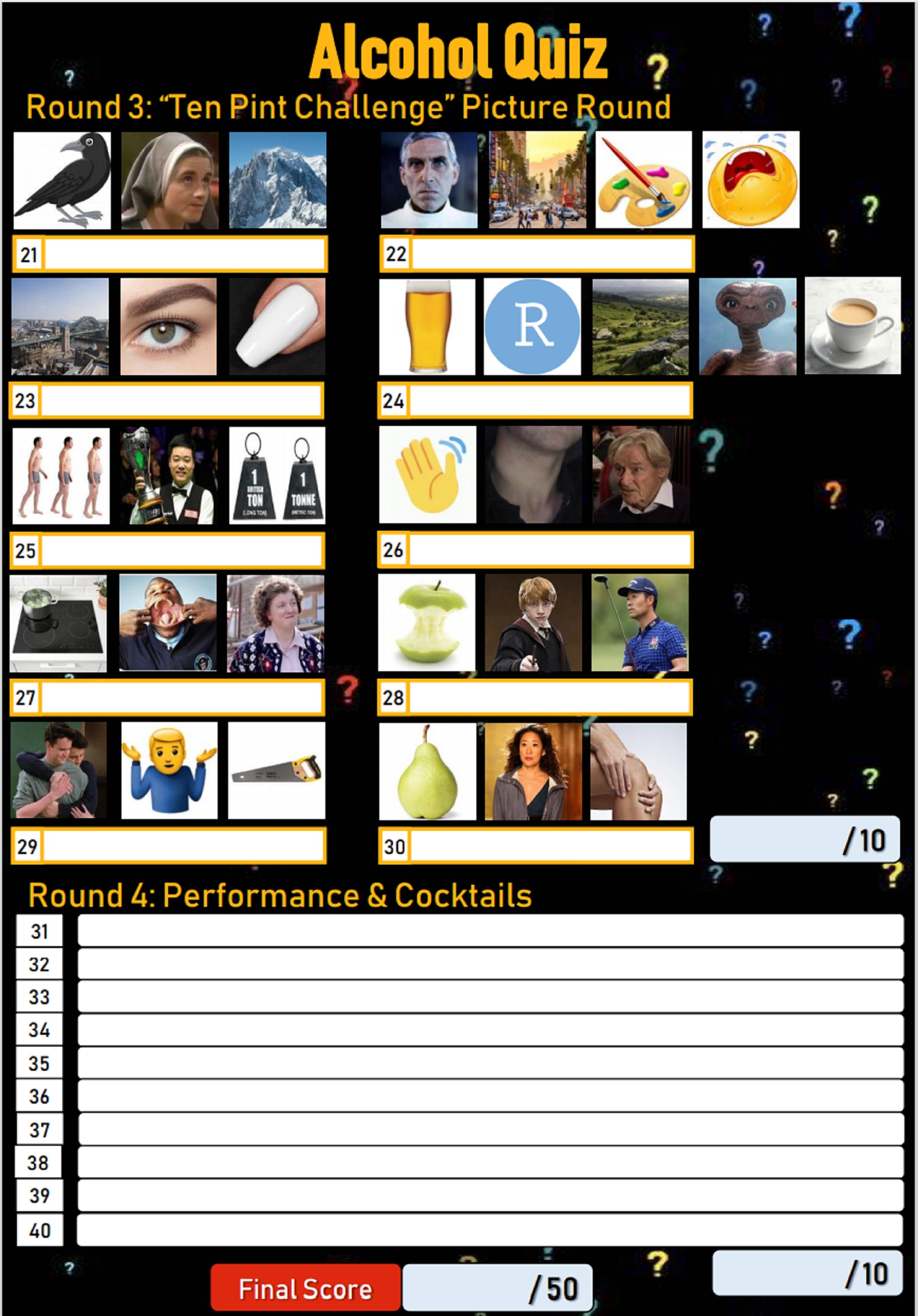 Alcohol Themed Pub Quiz, Trivia Quiz, Virtual Screen-share Presentation ...